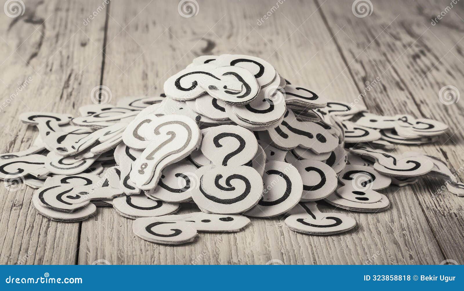 Question Mark Heap on Table Concept for Confusion, Question or Solution ...