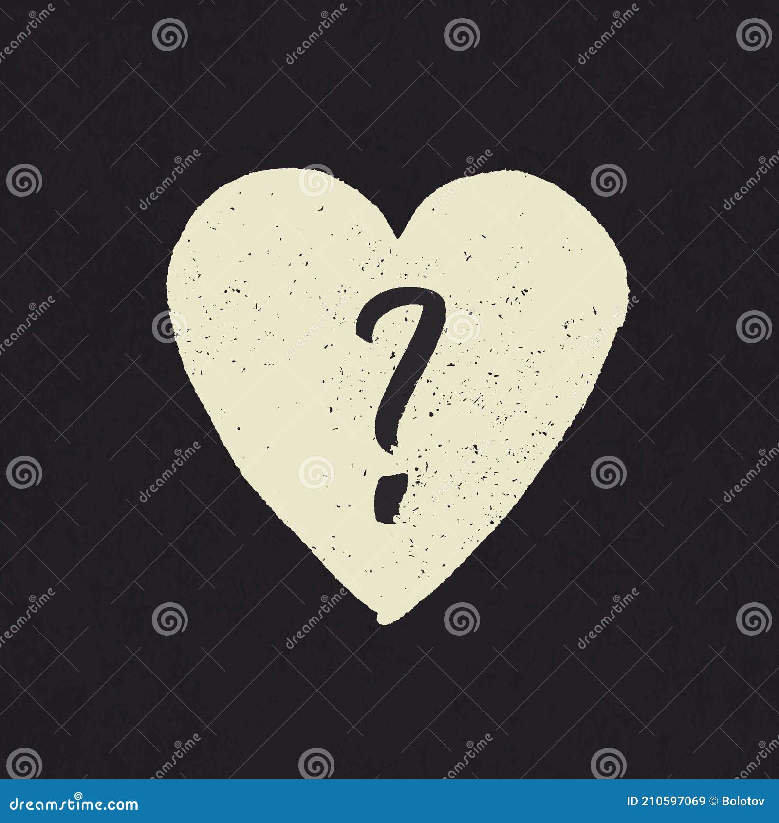 Question Mark in Heart Shape. Grunge Styled Stock Vector - Illustration ...
