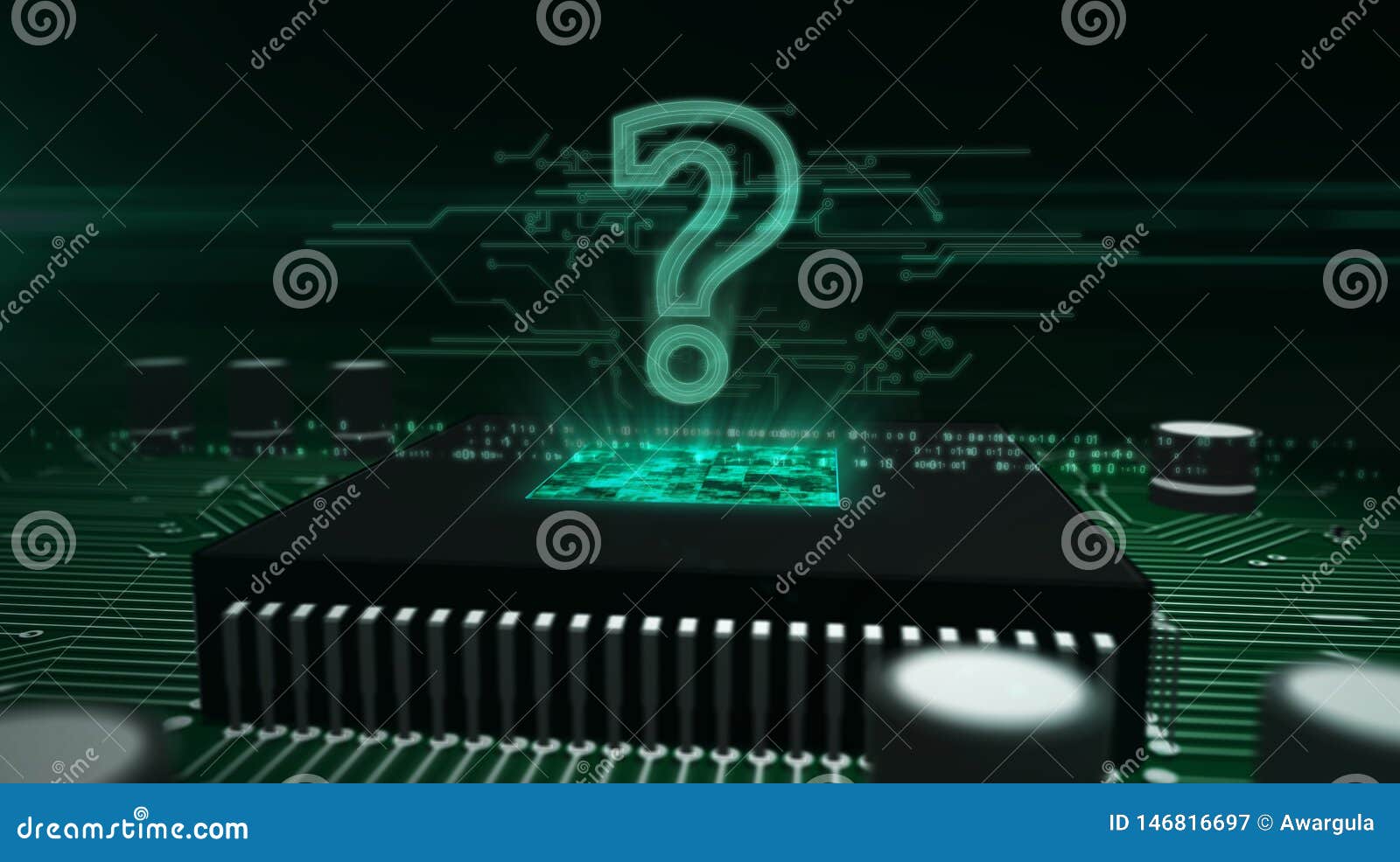 Question Mark Hologram on Cyber Background Stock Illustration ...