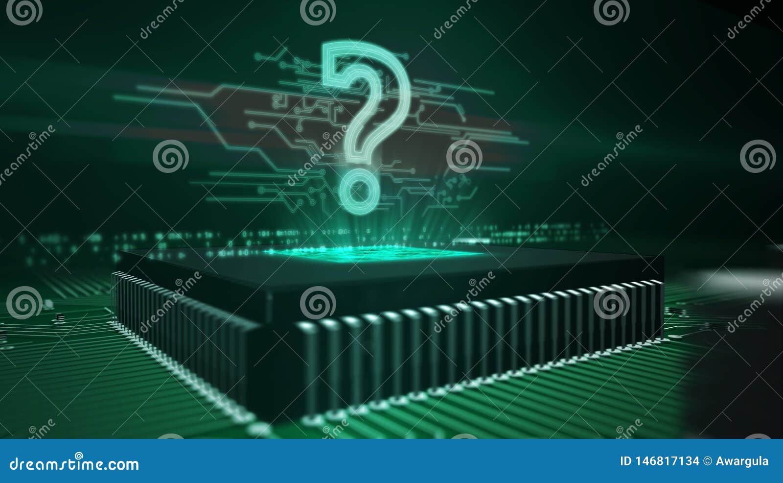 Question Mark Hologram on Cyber Background Stock Photo - Image of idea ...