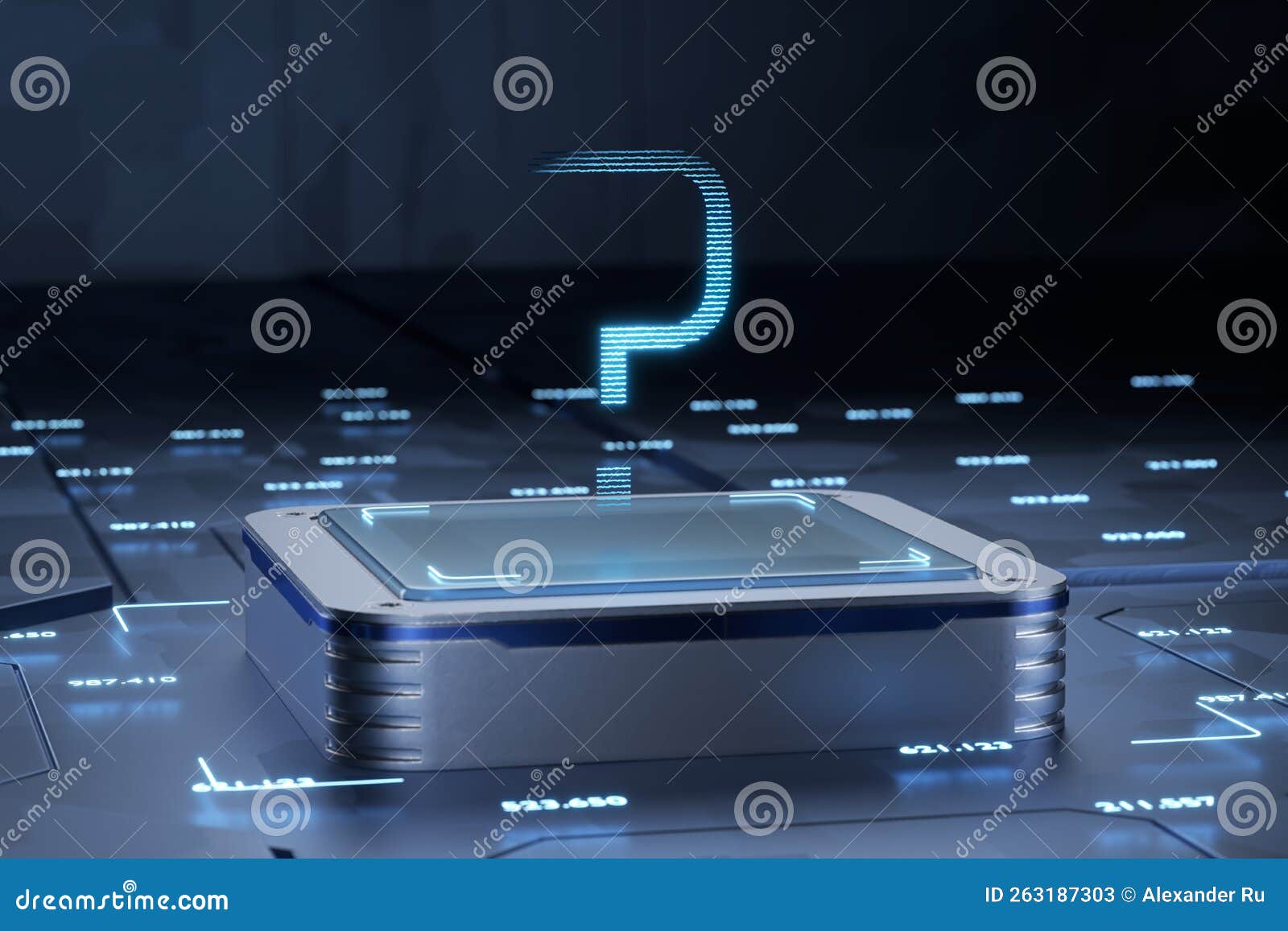 Question Mark on a Holographic Display. FAQ Concept Stock Illustration ...