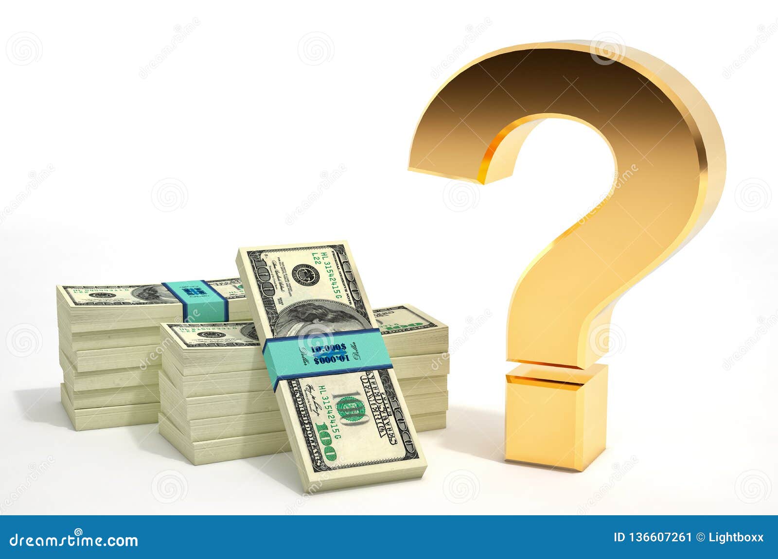 Question Mark and Hundred Dollar Banknotes Stock Illustration ...