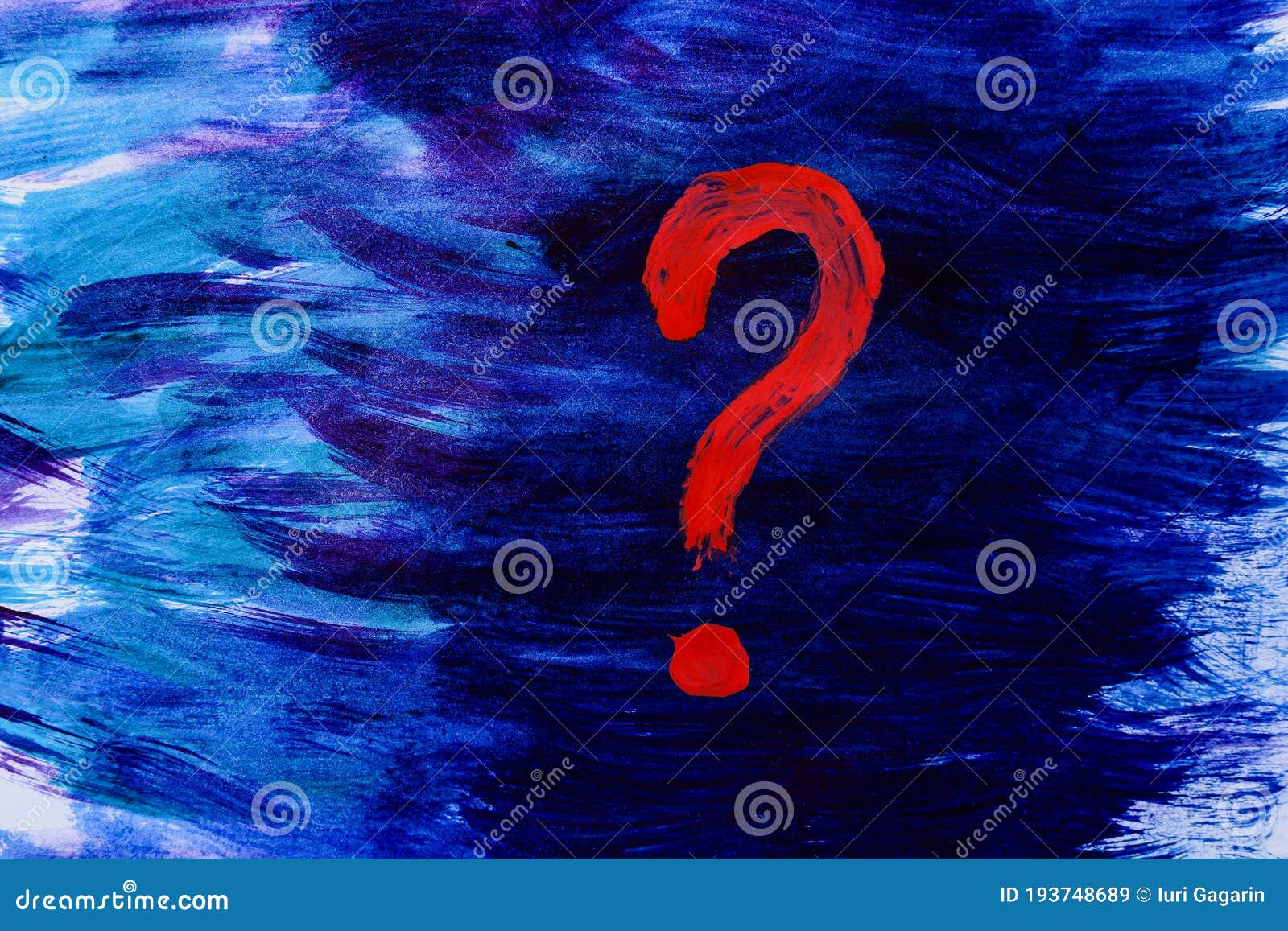 Question Mark Icon on Blue Background Done with Watercolor Paint Stock ...