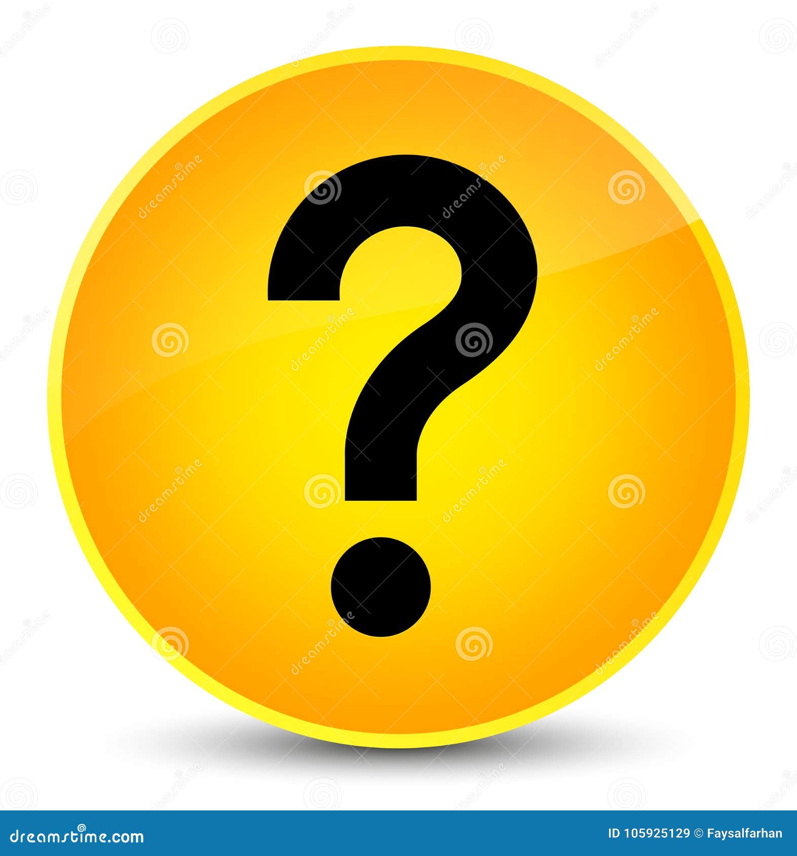 Question Mark Icon Elegant Yellow Round Button Stock Illustration