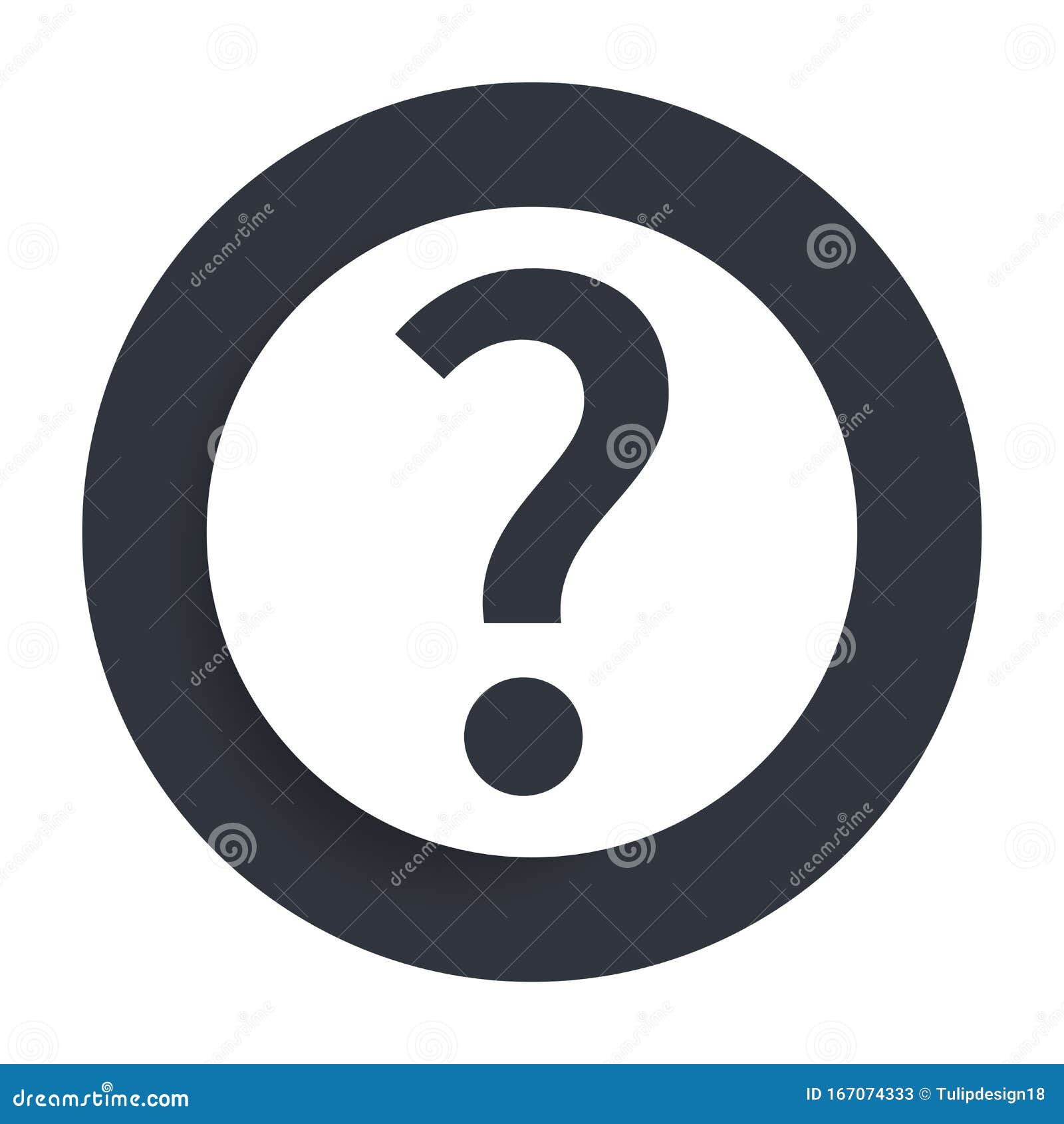 Question Mark Icon Flat Vector Round Button Clean Black and White ...
