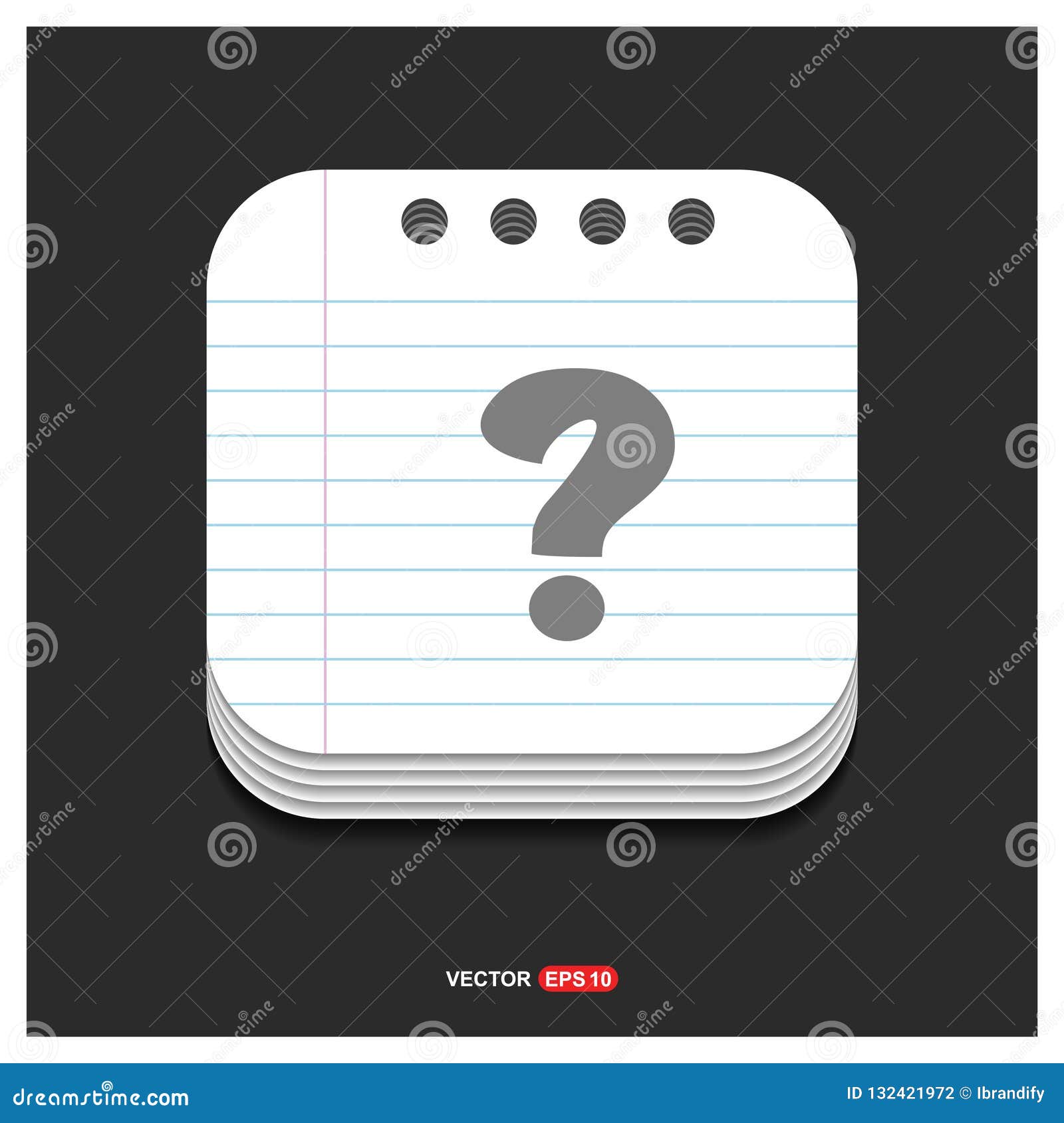 Question Mark Icon Gray Icon on Notepad Style Template Vector EPS 10 ...