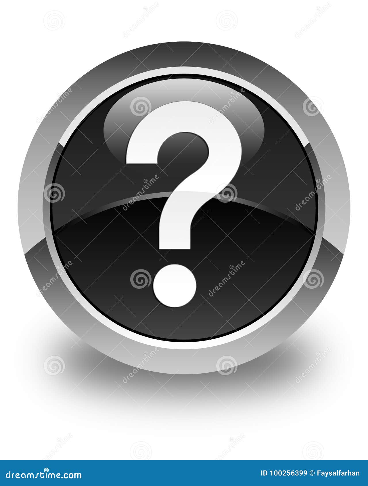 Question Mark Icon Glossy Black Round Button Stock Illustration ...