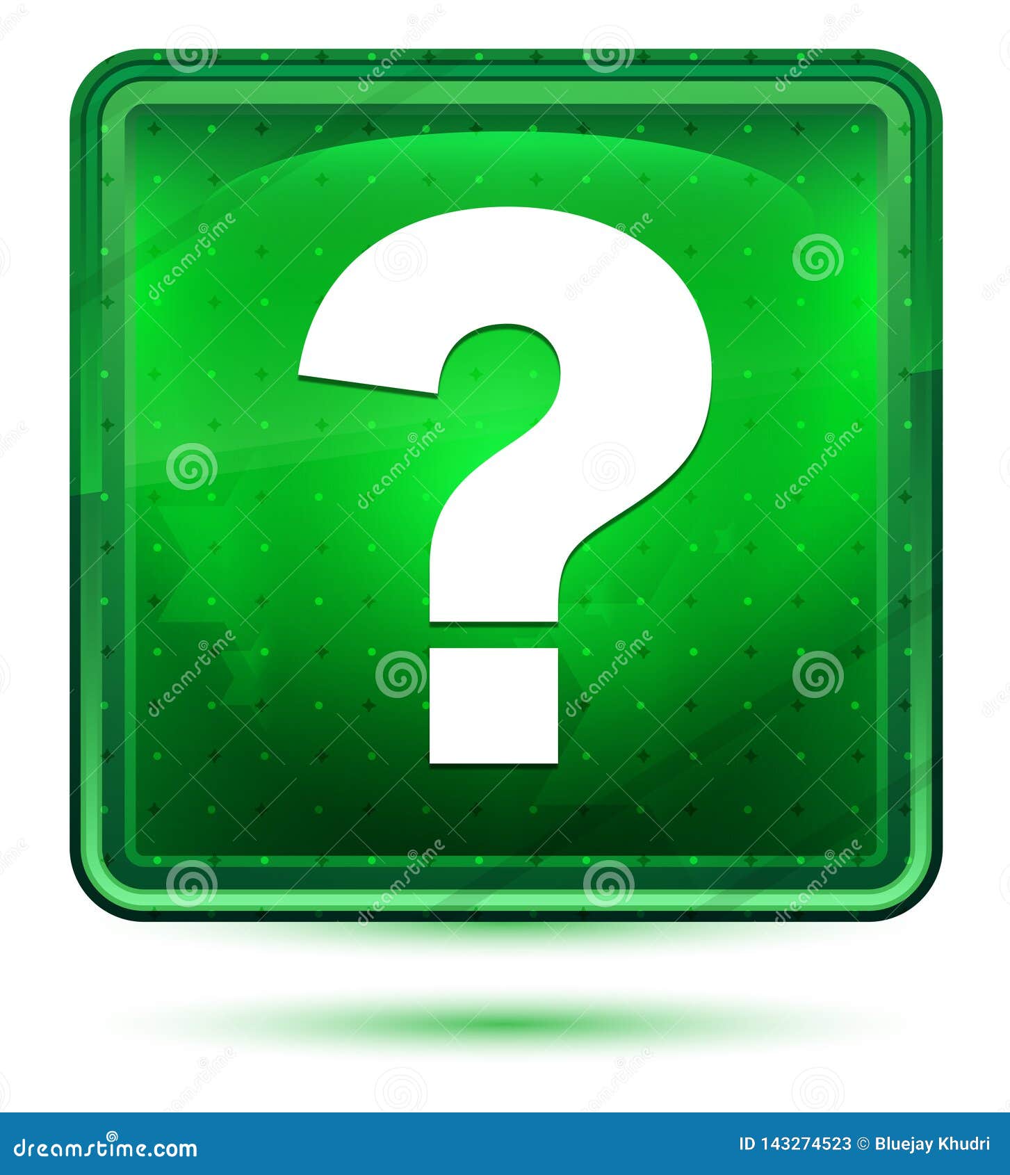 Question Mark Icon Neon Light Green Square Button Stock Illustration ...