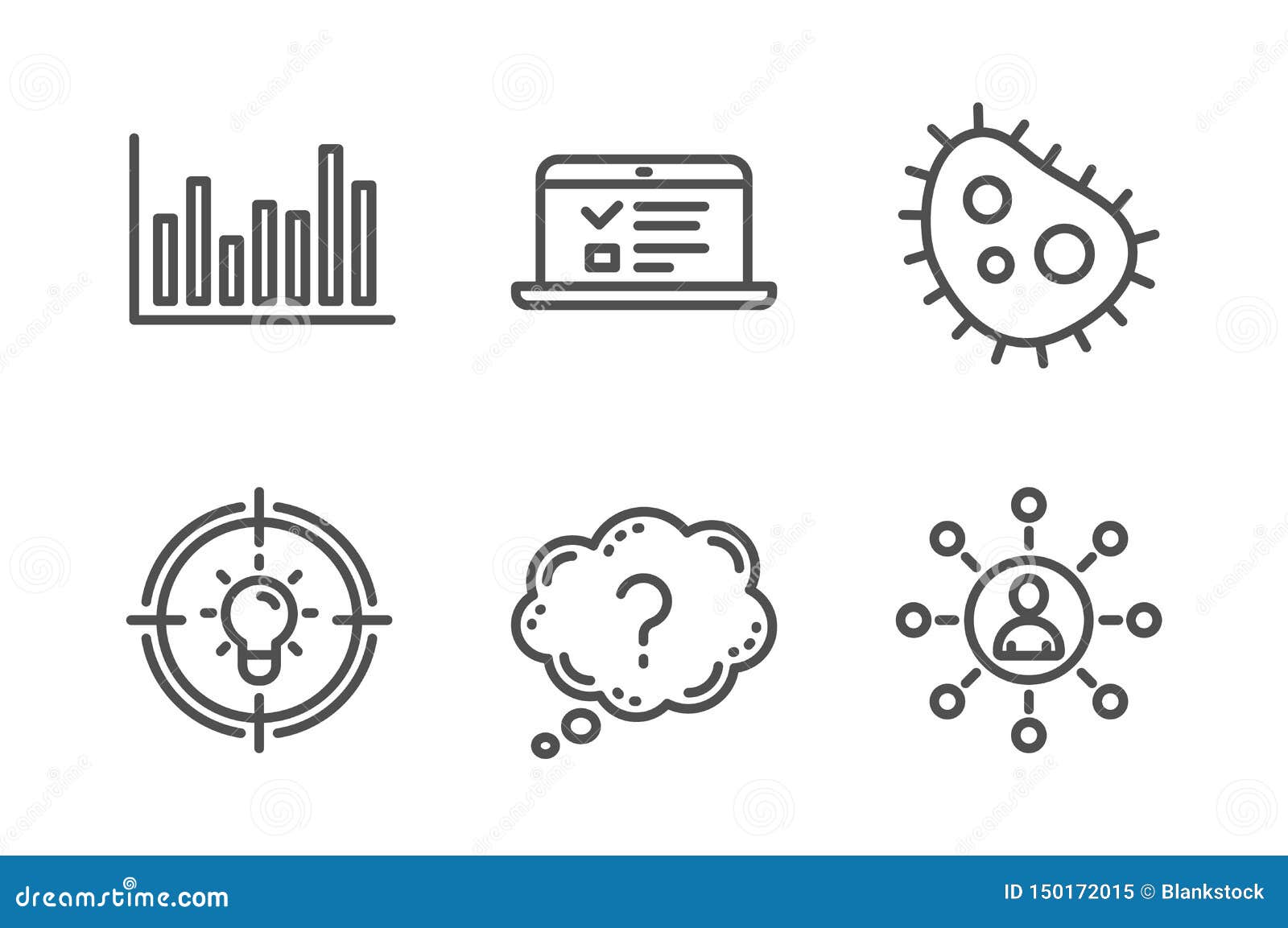 Question Mark, Idea and Bar Diagram Icons Set. Web Lectures, Bacteria ...