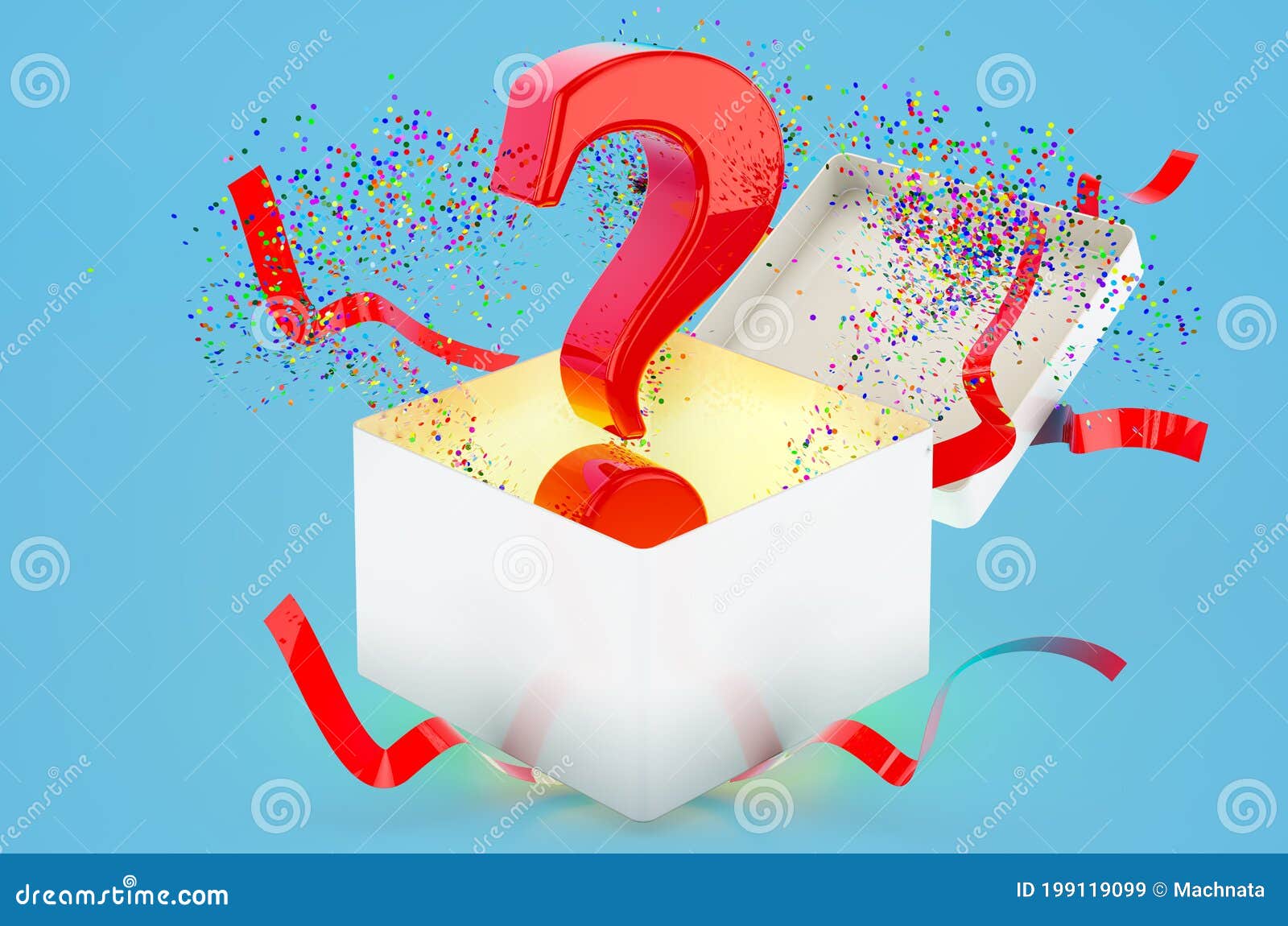 Question Mark Inside Gift Box, 3D Rendering Stock Illustration ...