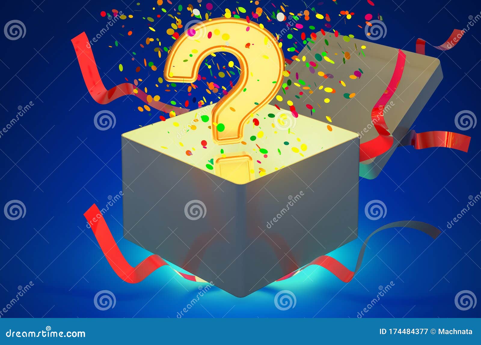 Question Mark Inside Gift Box, 3D Rendering Stock Illustration ...