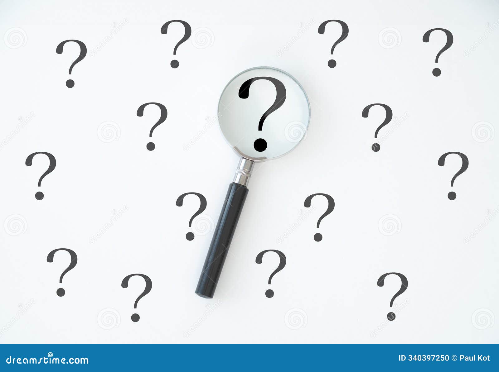 A Question Mark Inside a Magnifying Glass among Question Marks To Focus ...