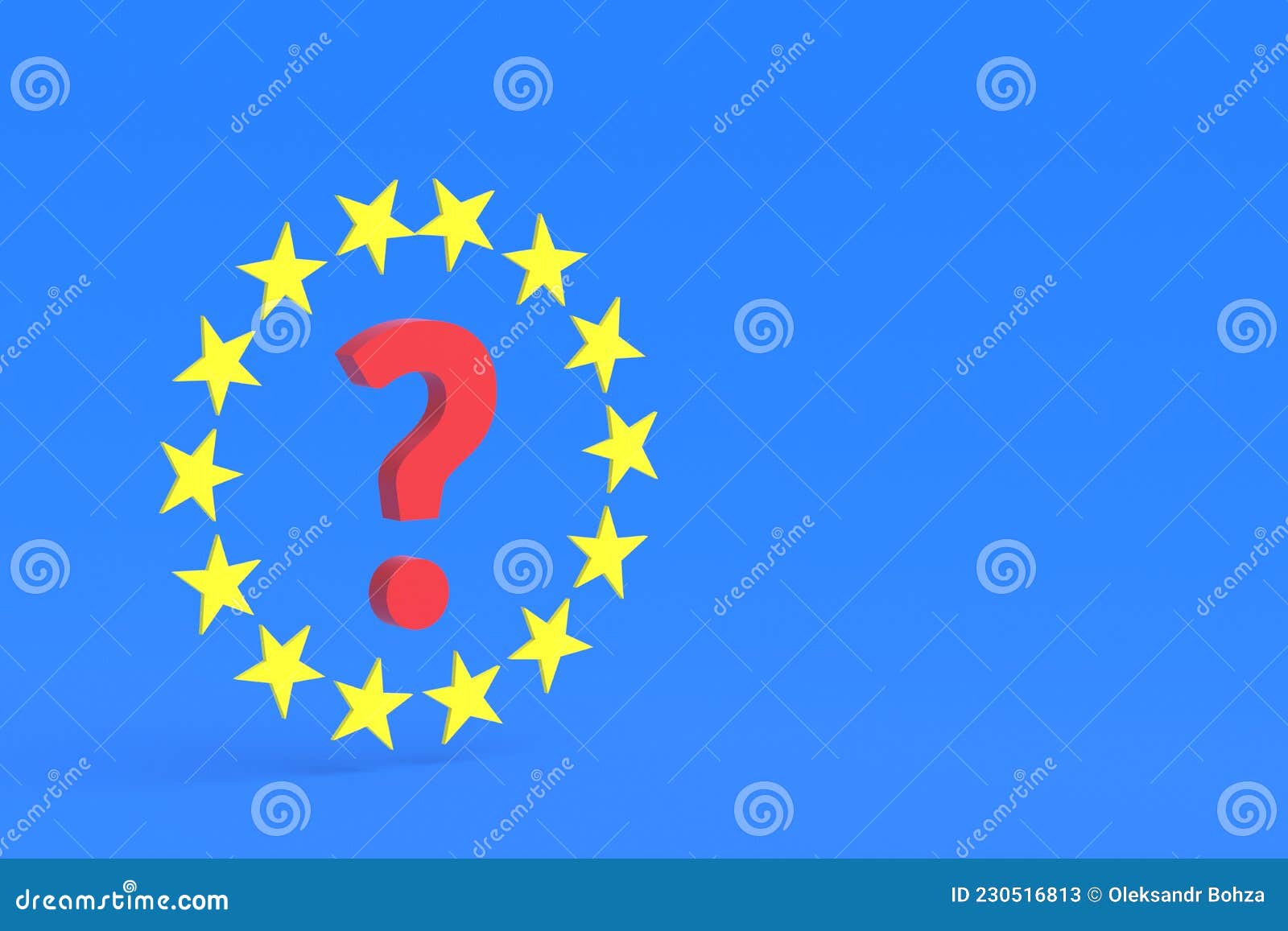 A Question Mark Inside a Ring of Stars on Blue Background Stock ...