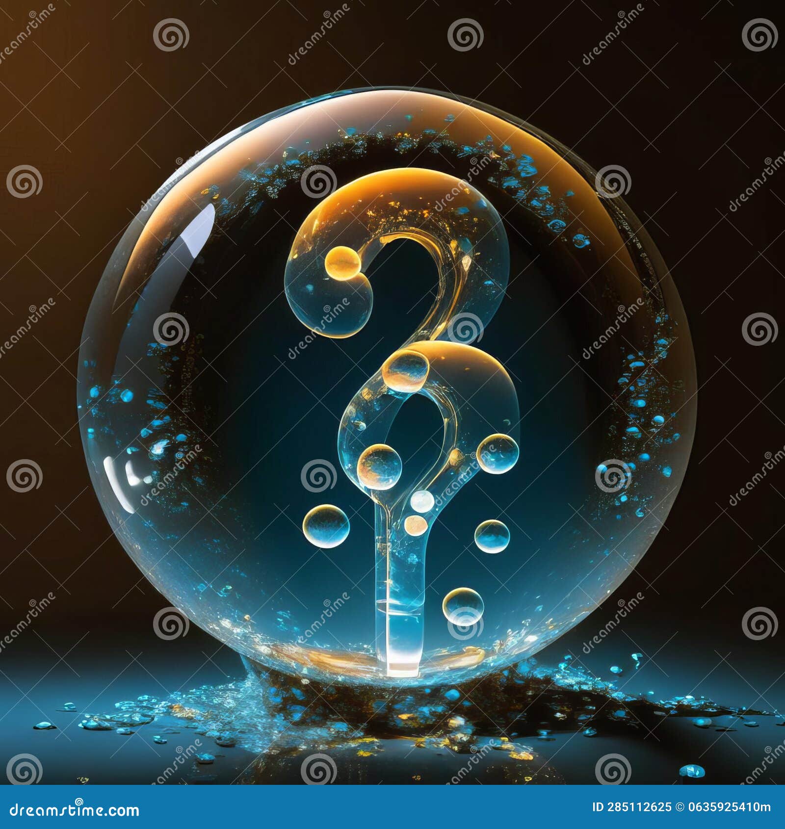 Question Mark Inside a Soap Bubble. Stock Illustration - Illustration ...