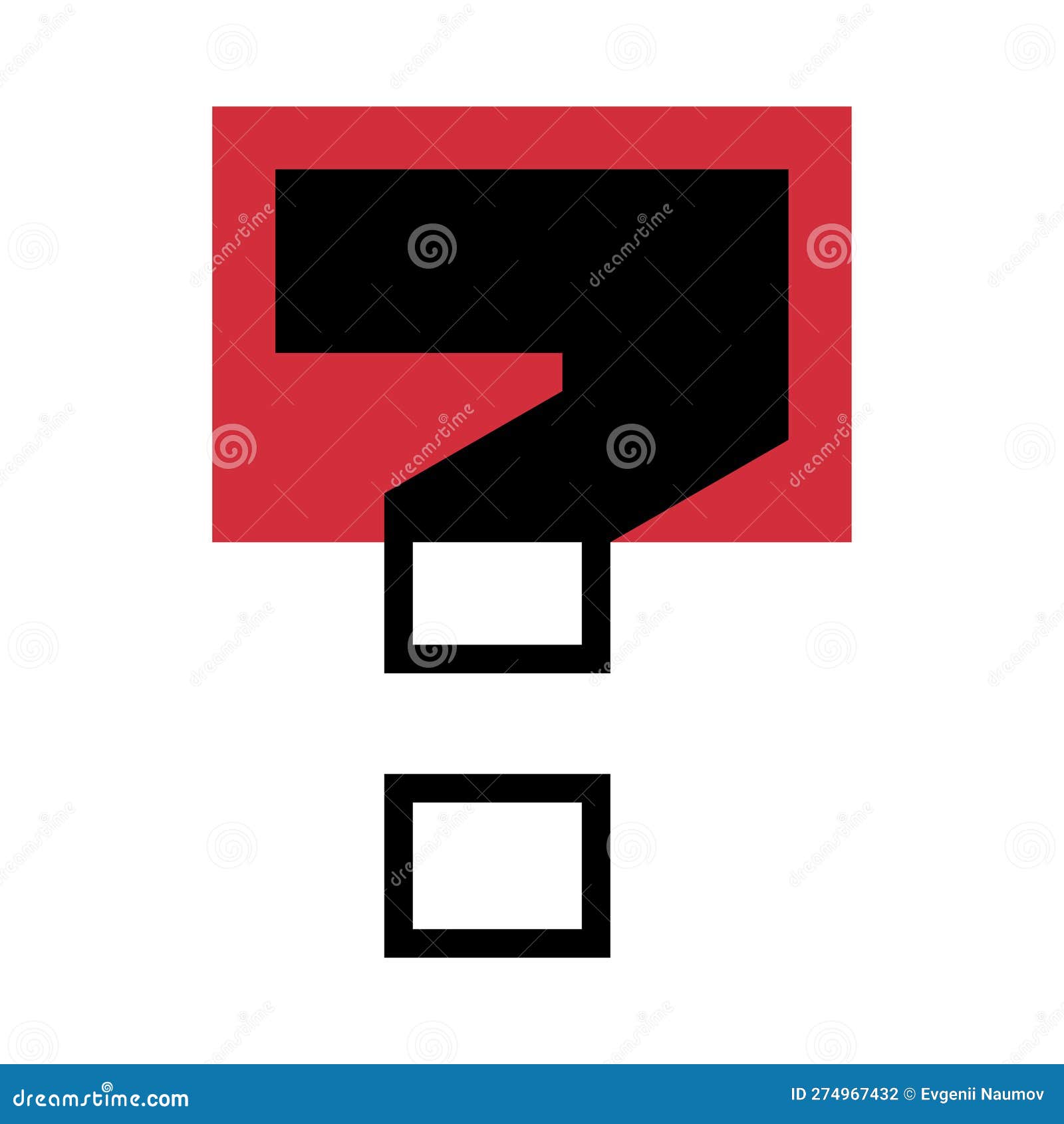 Question Mark or Interrogation Point with Red Rectangle Geometric Shape ...