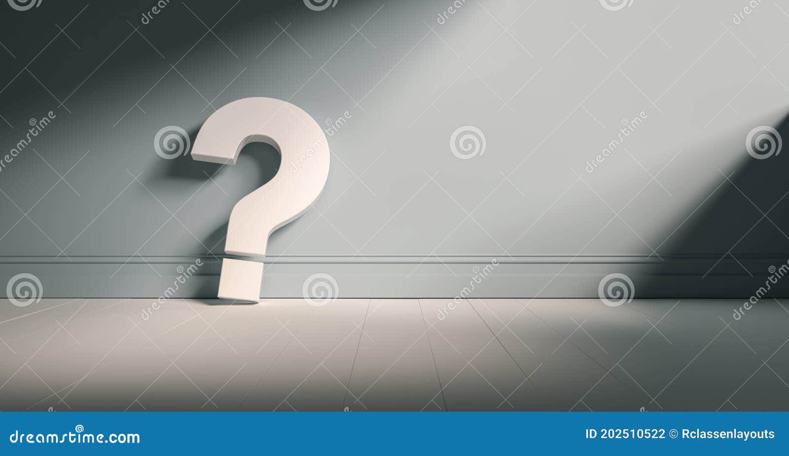 Question Mark on Light Blue Background Wall, Empty Room, Banner, Space ...