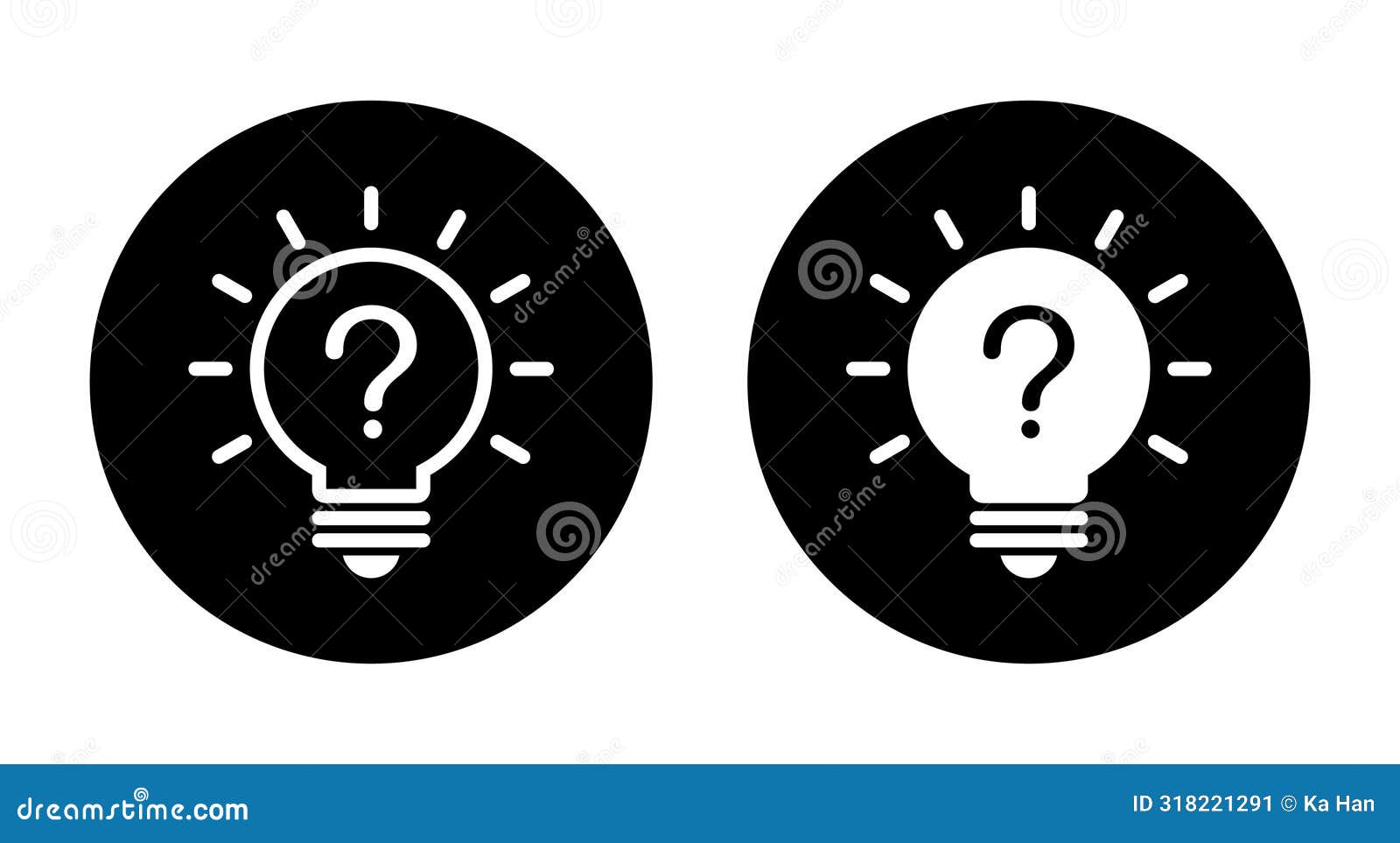 Question Mark Light Bulb Icon on Black Circle. Faq Lamp Concept Stock ...