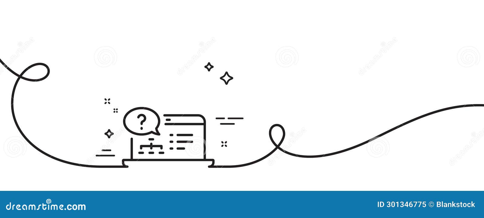 Question Mark Line Icon. Online Quiz Test Sign. Continuous Line with ...