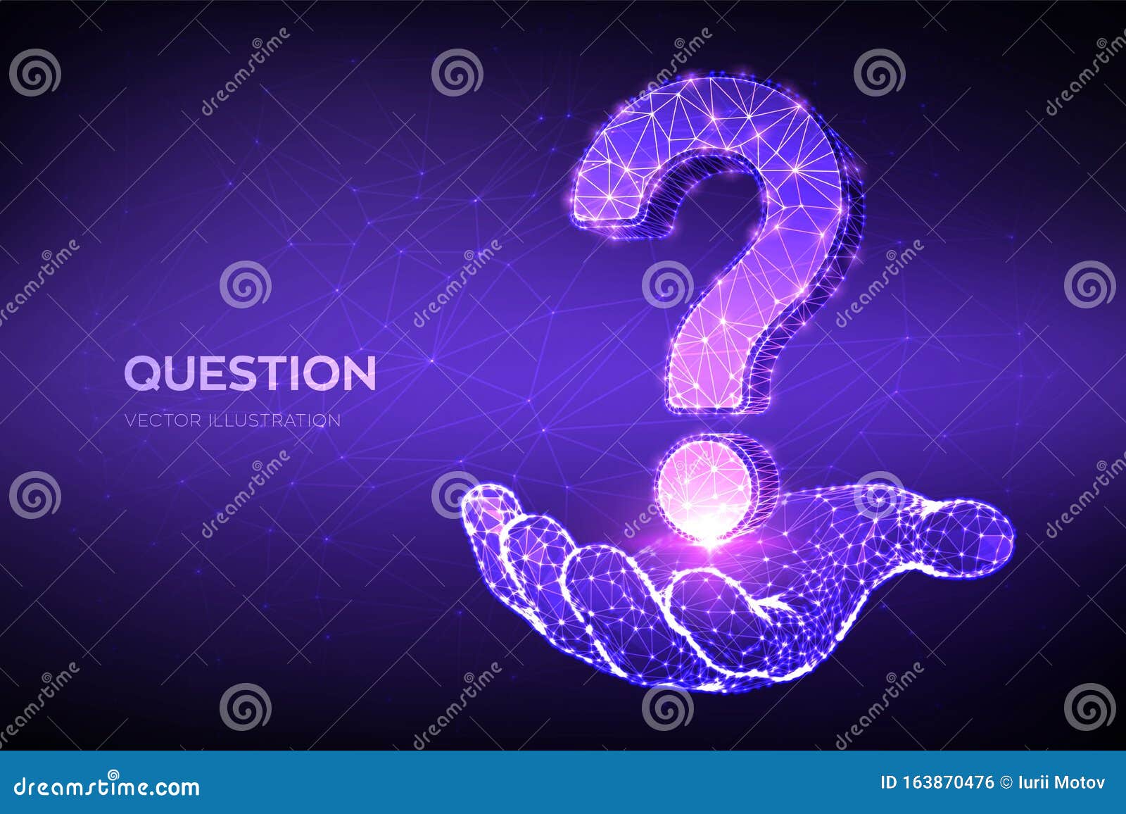 Question Mark. Low Poly Abstract Question Sign in Hand. Ask Symbol ...