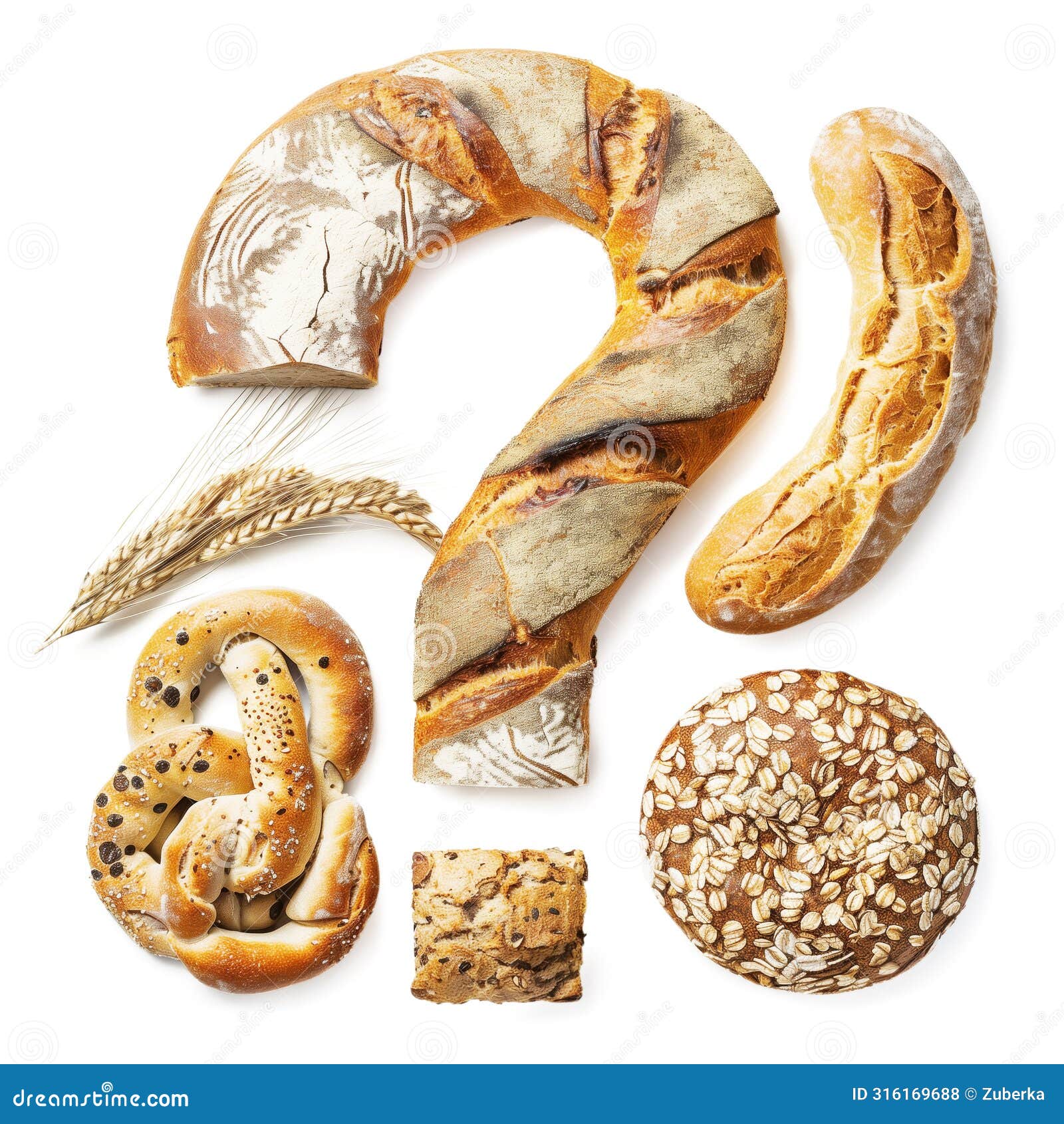 Question Mark Made of Bread Isolated Stock Illustration - Illustration ...