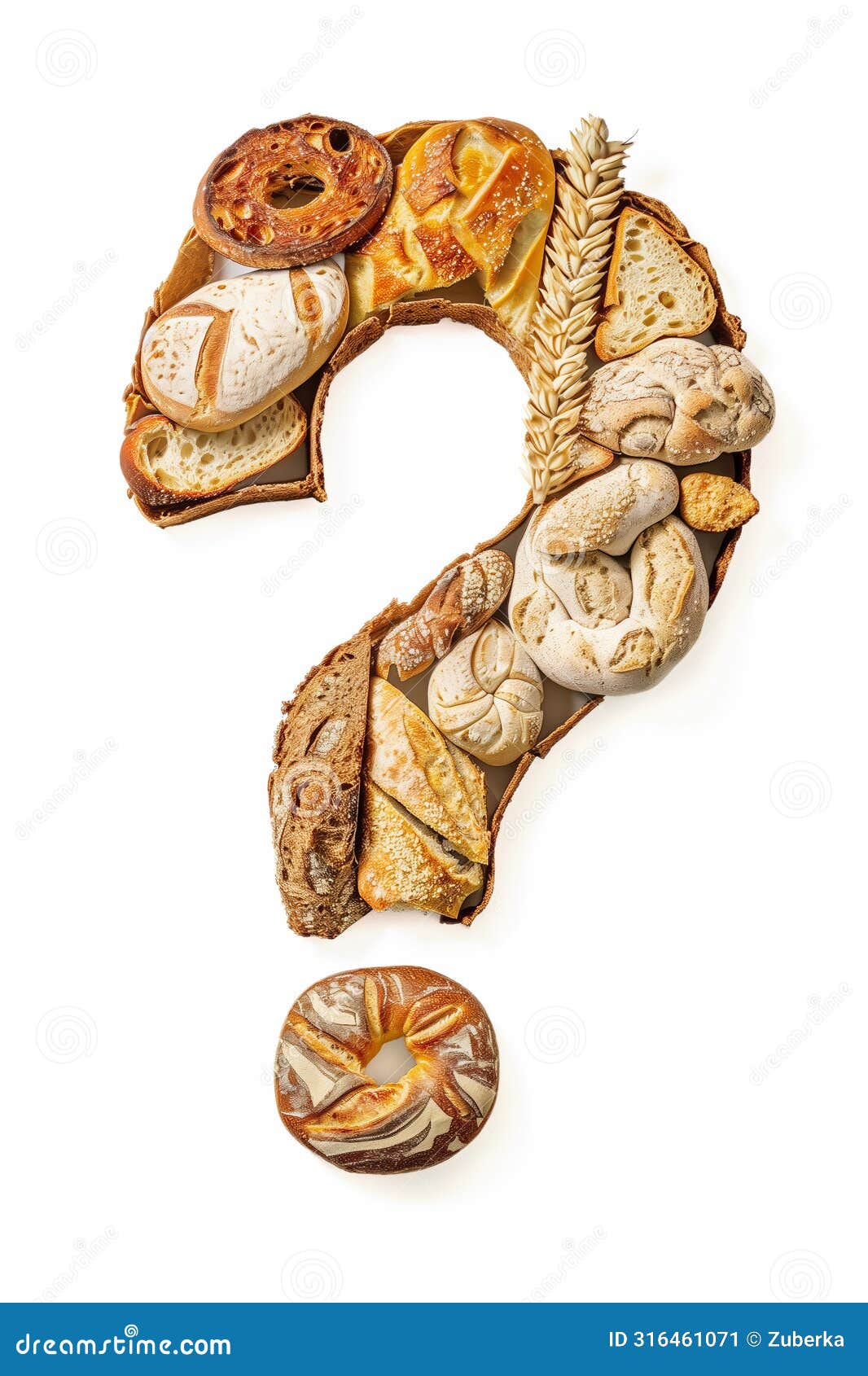 Question Mark Made of Bread Isolated Stock Illustration - Illustration ...