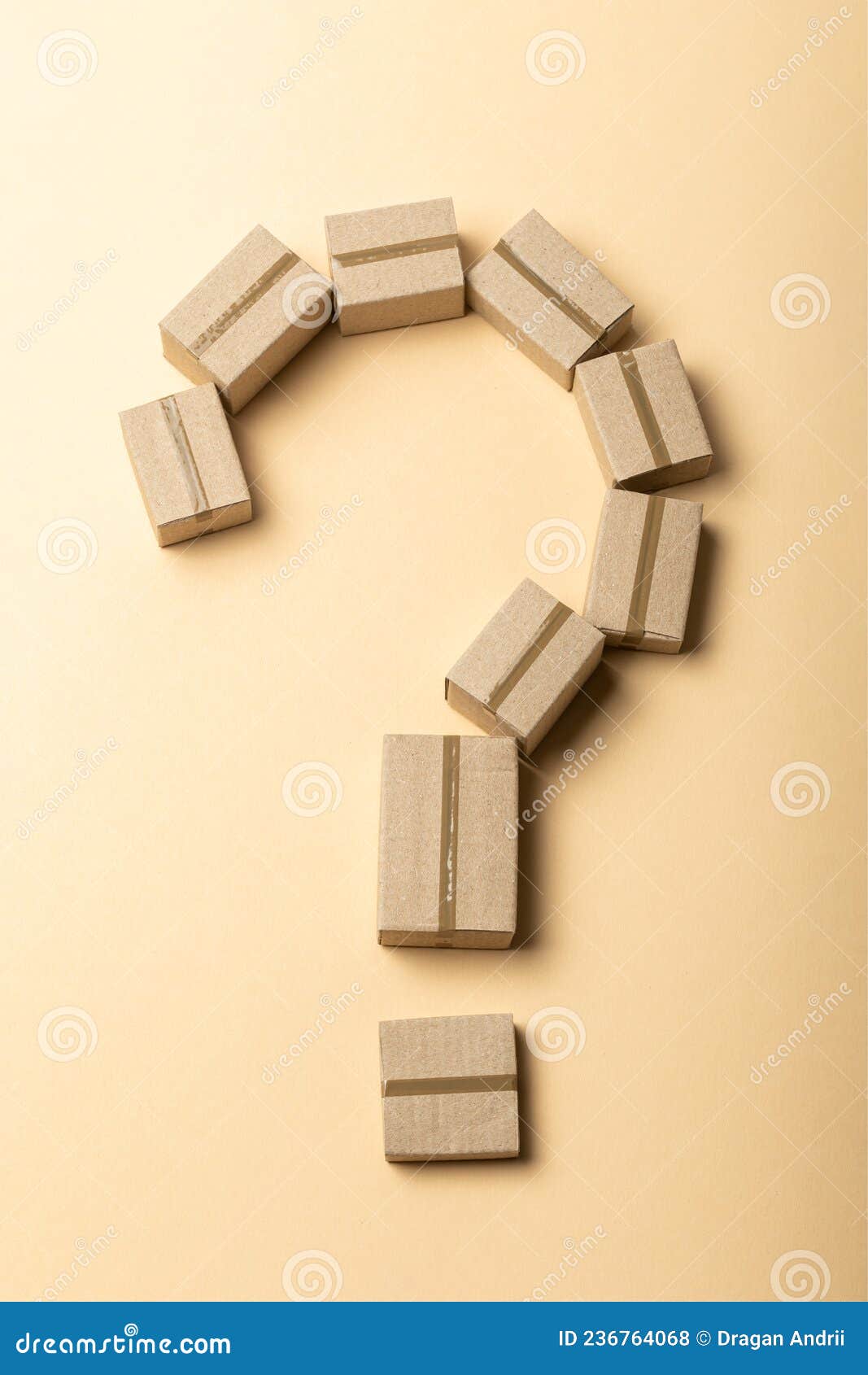 Question Mark Made from Cardboard Boxes on a Brown Background. Delivery ...