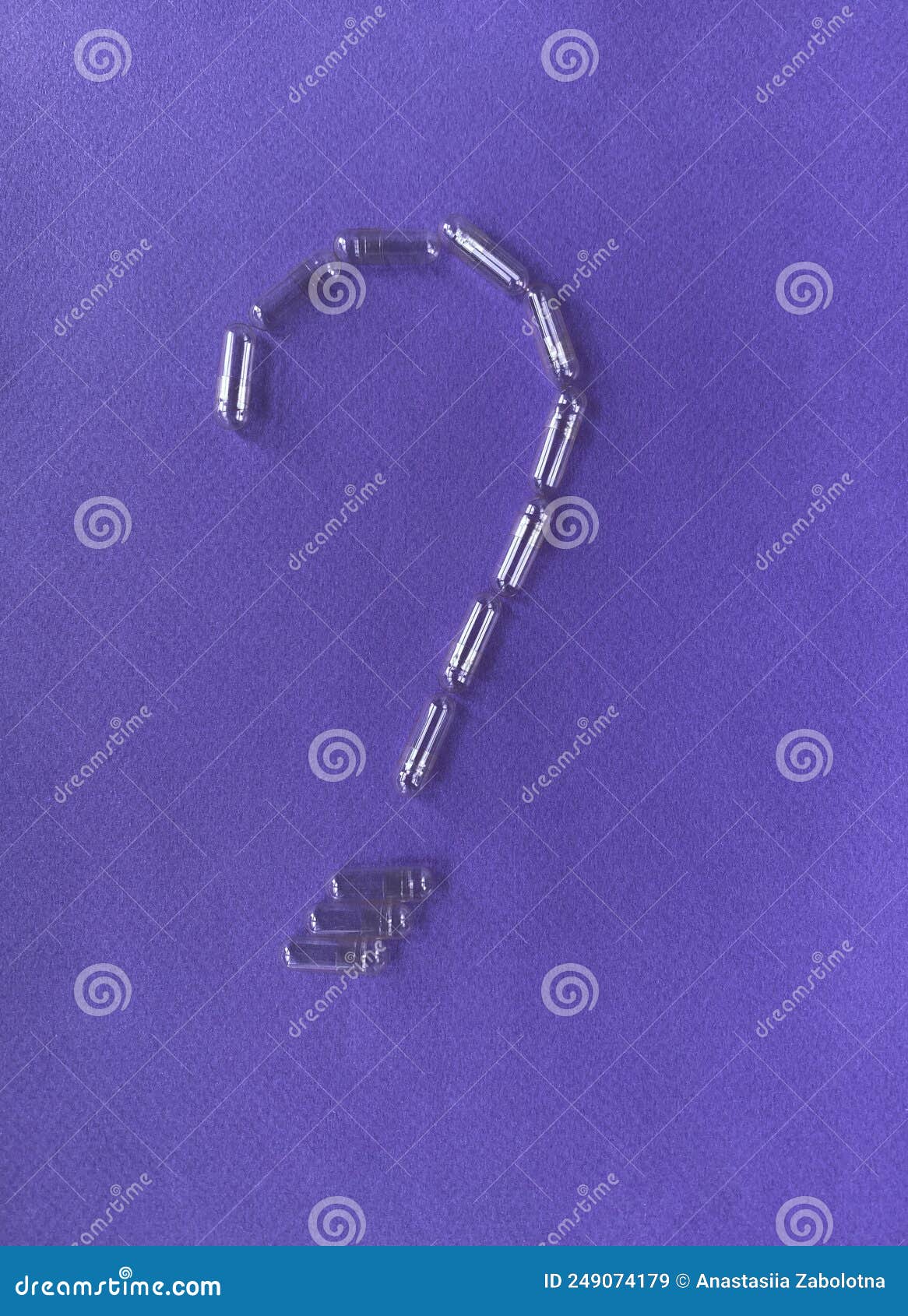 Question Mark Made Of Empty Pill Capsules On A Lilac Background. Stock ...