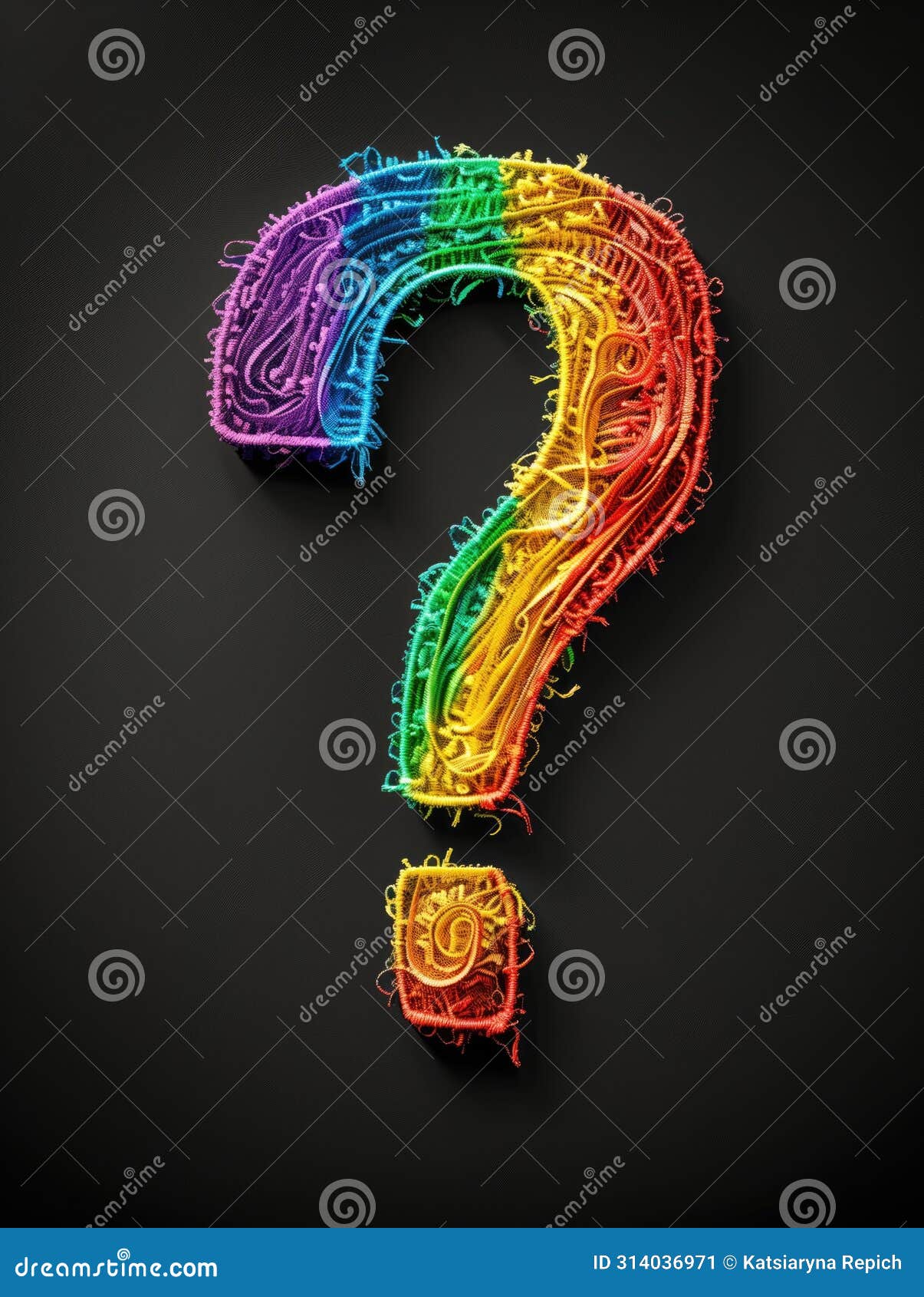 Question Mark Made of Neon Lights on Black Background. 3D Rendering ...