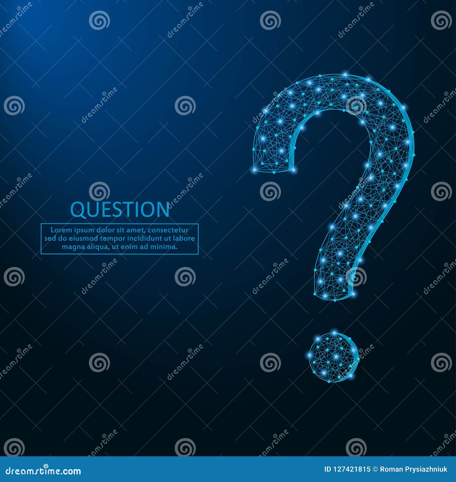 Question Mark Made from Made by Points and Lines, Polygonal Wireframe ...