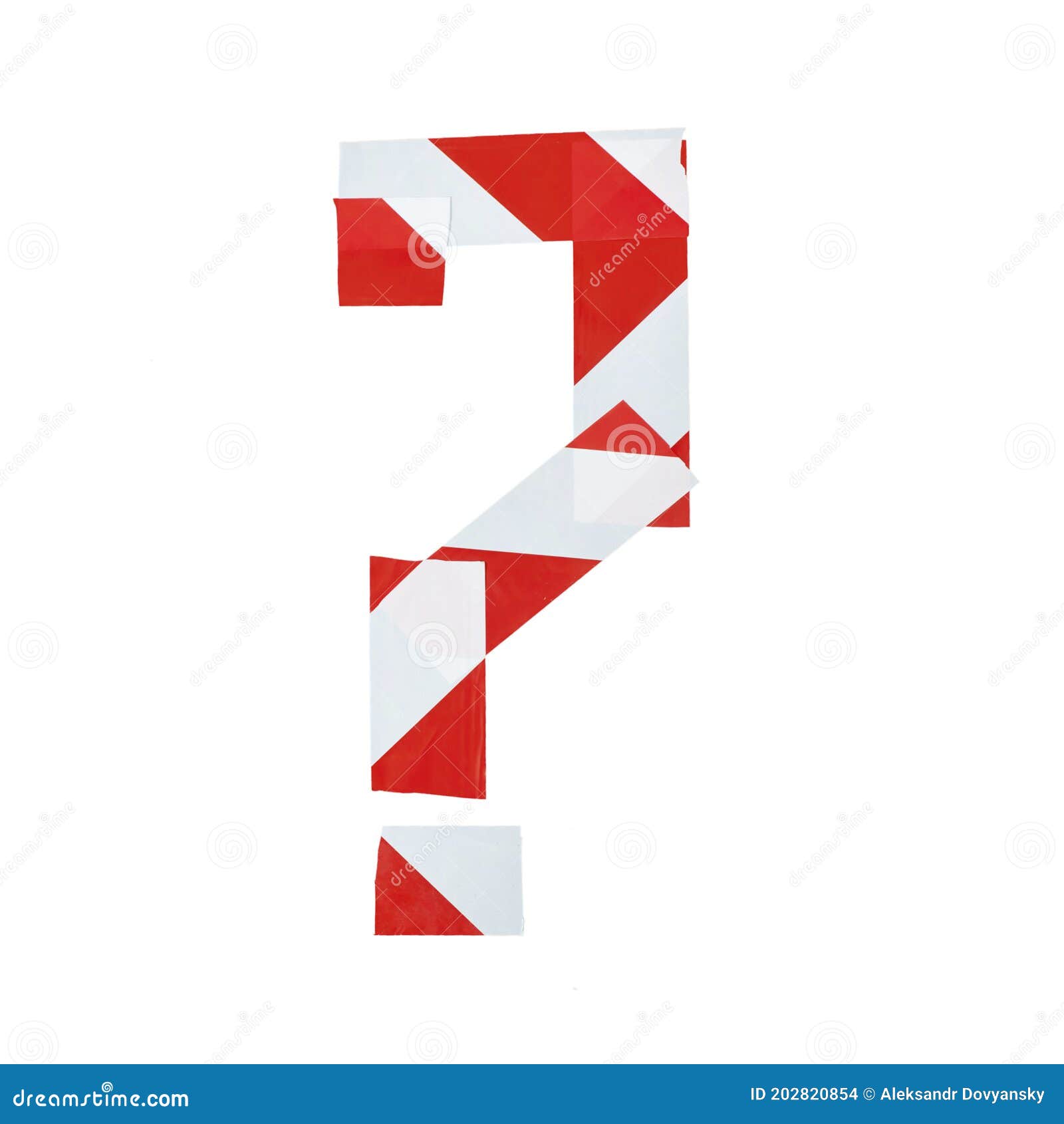 The Question Mark is Made from Red and White Warning Tape. Isolated on ...