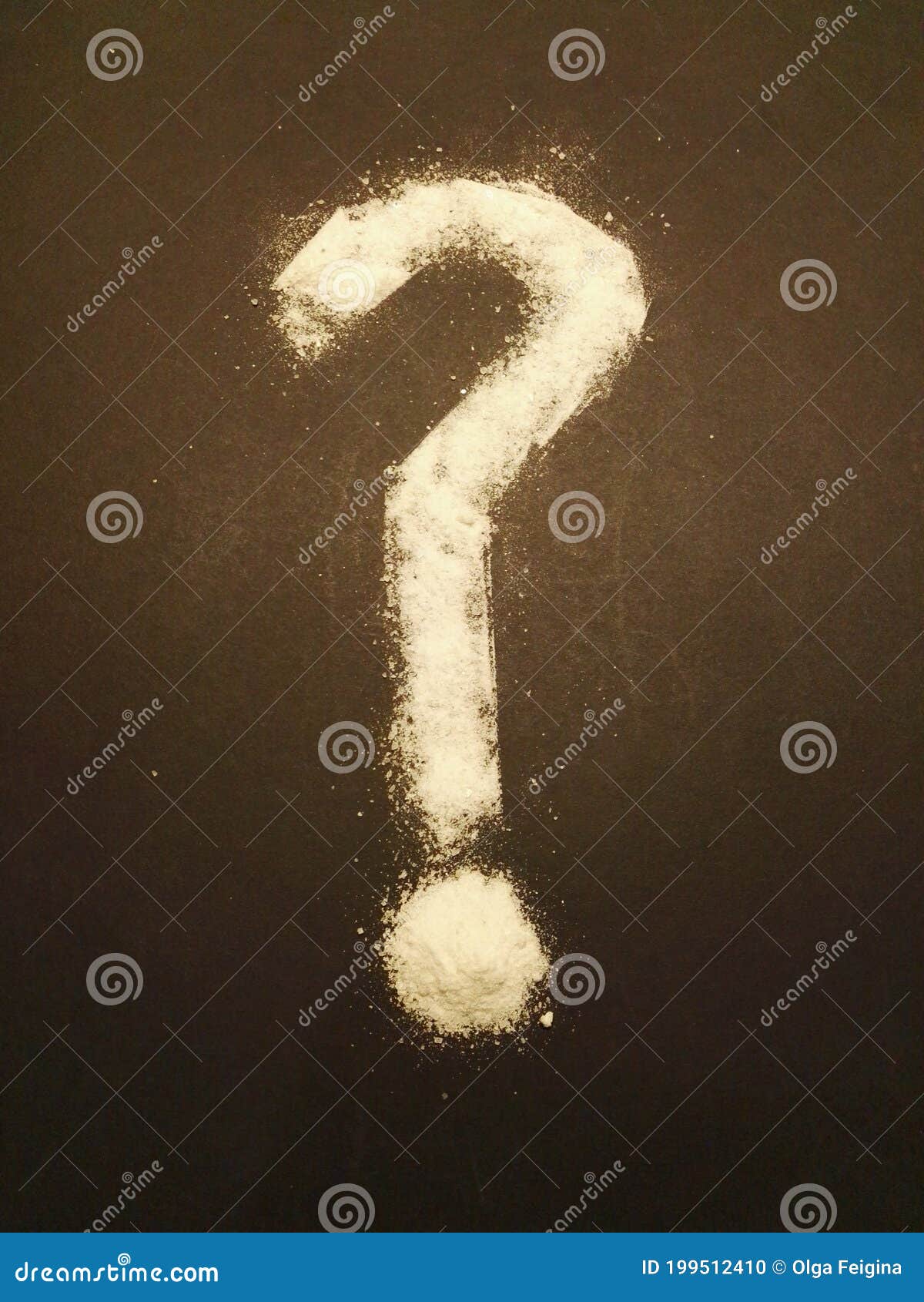 A Question Mark Made from Salt on a Black Background. Stock Photo ...