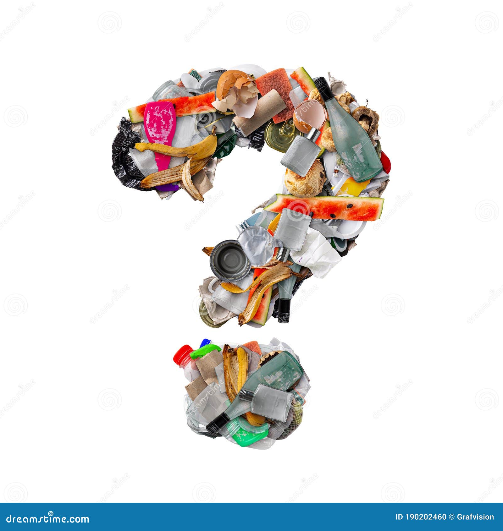 Question Mark Made of Trash Stock Photo - Image of recycling, food ...