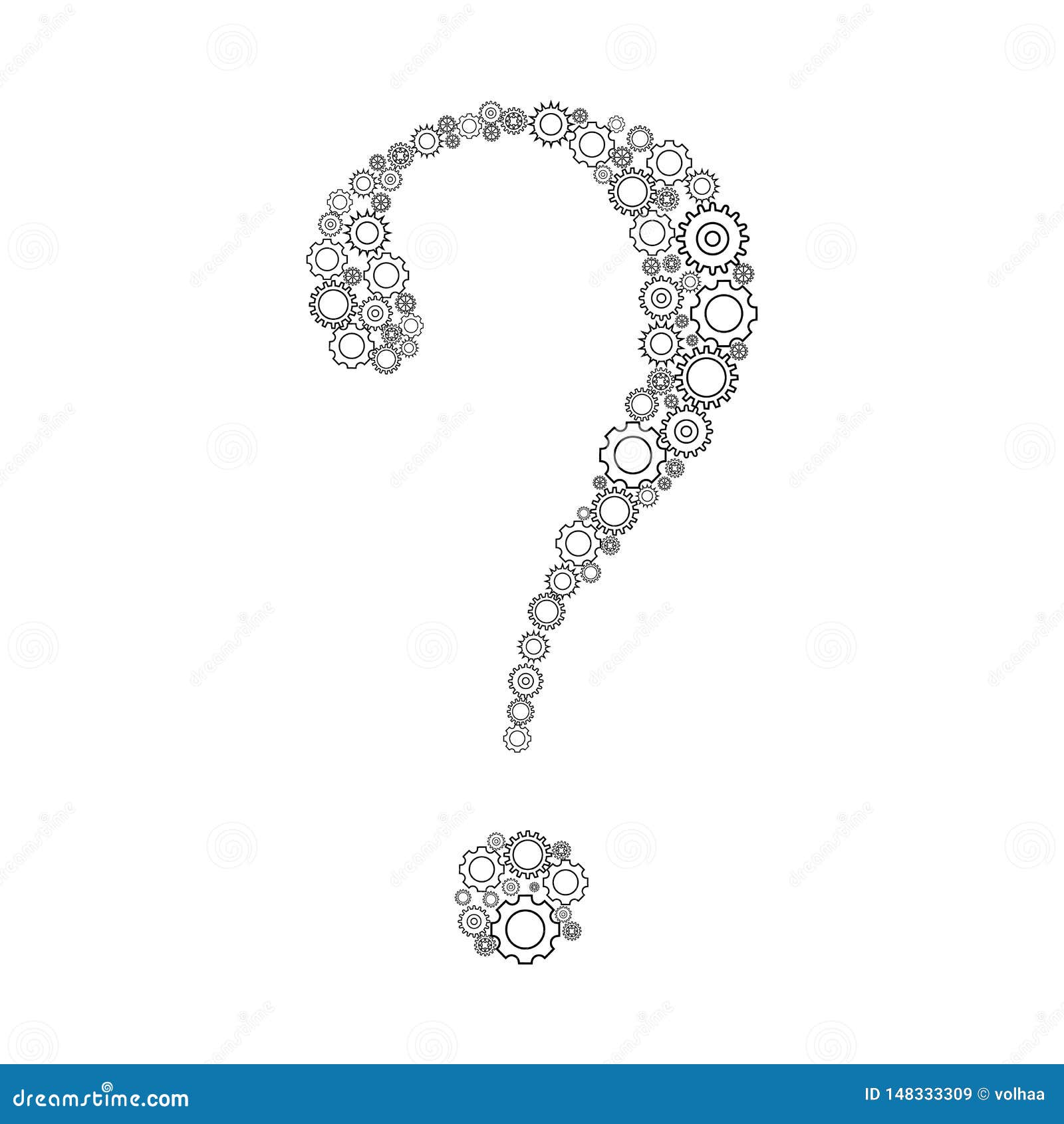 Question Mark Made Up of Gears Stock Vector - Illustration of manage ...