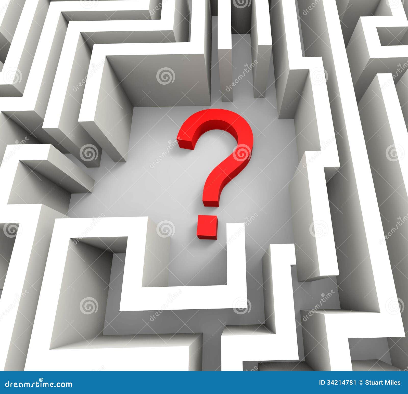 Question Mark in Maze Shows Thinking Stock Illustration - Illustration ...