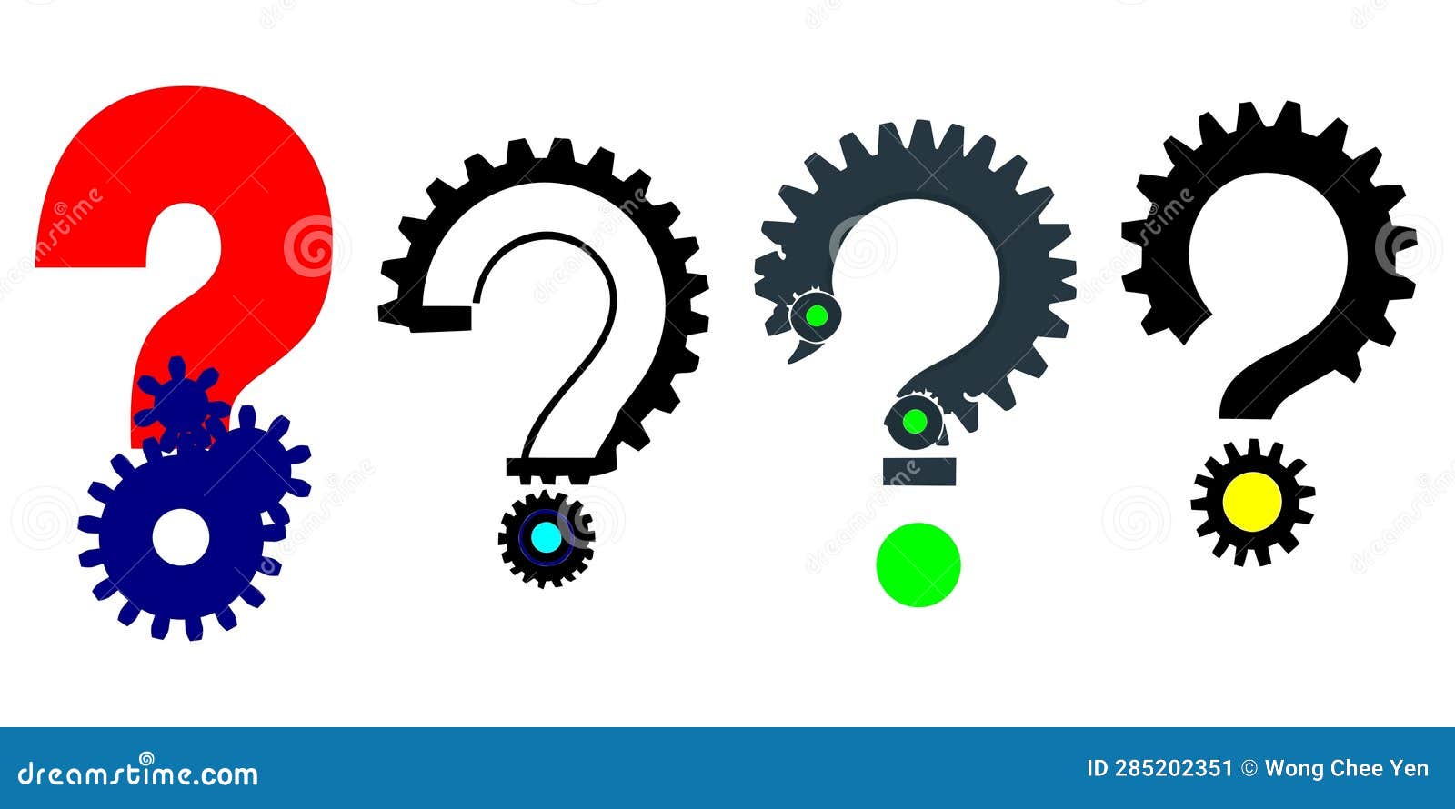 Question Mark with Mechanical Gearing Vector Graphics Illustration ...