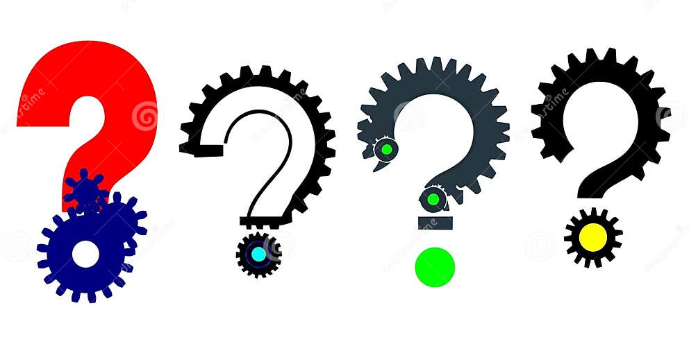 Question Mark with Mechanical Gearing Vector Graphics Illustration ...