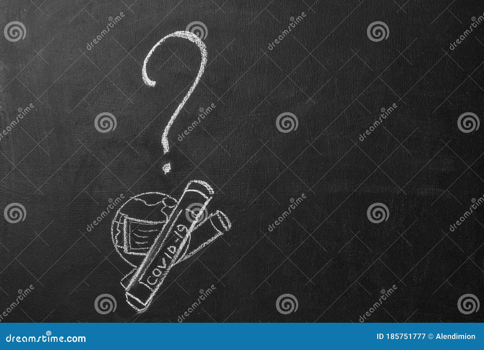 Question Mark, Medical Mask and Bacteria Symbol on Chalk Board Stock ...
