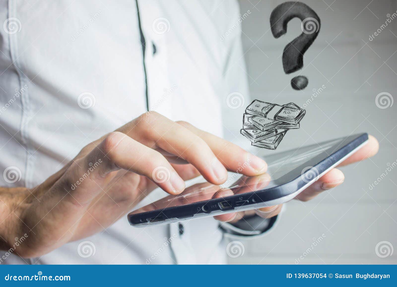 Question mark and money stock photo. Image of solution - 139637054