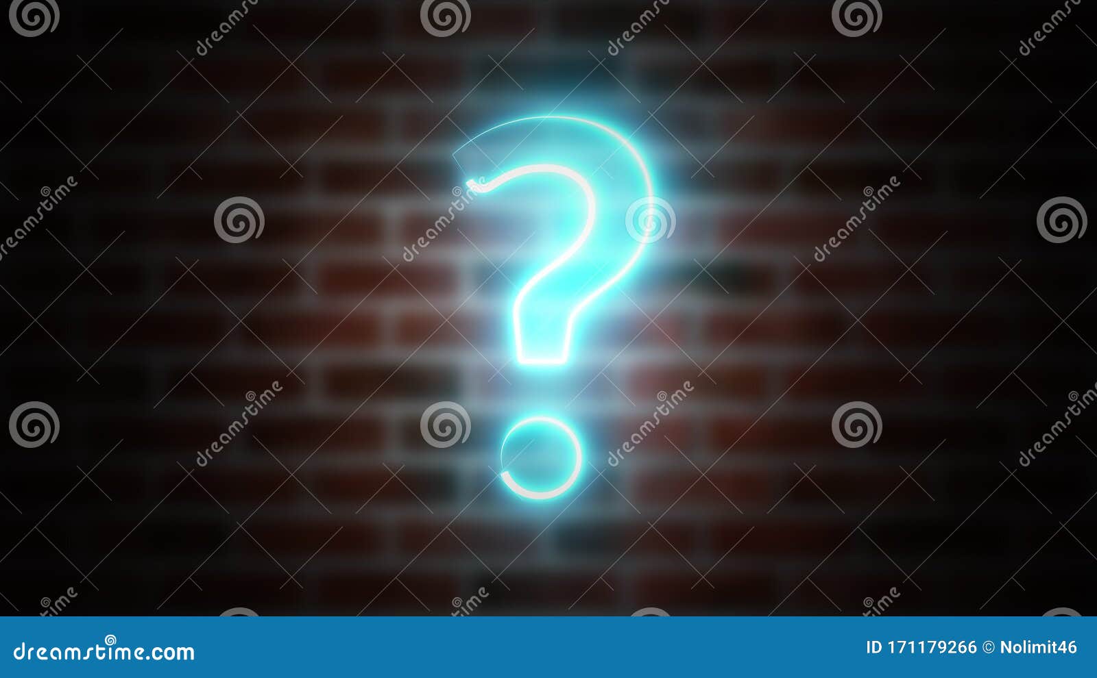 Question Mark Neon Sign on a Background of Brickwork, Computer ...