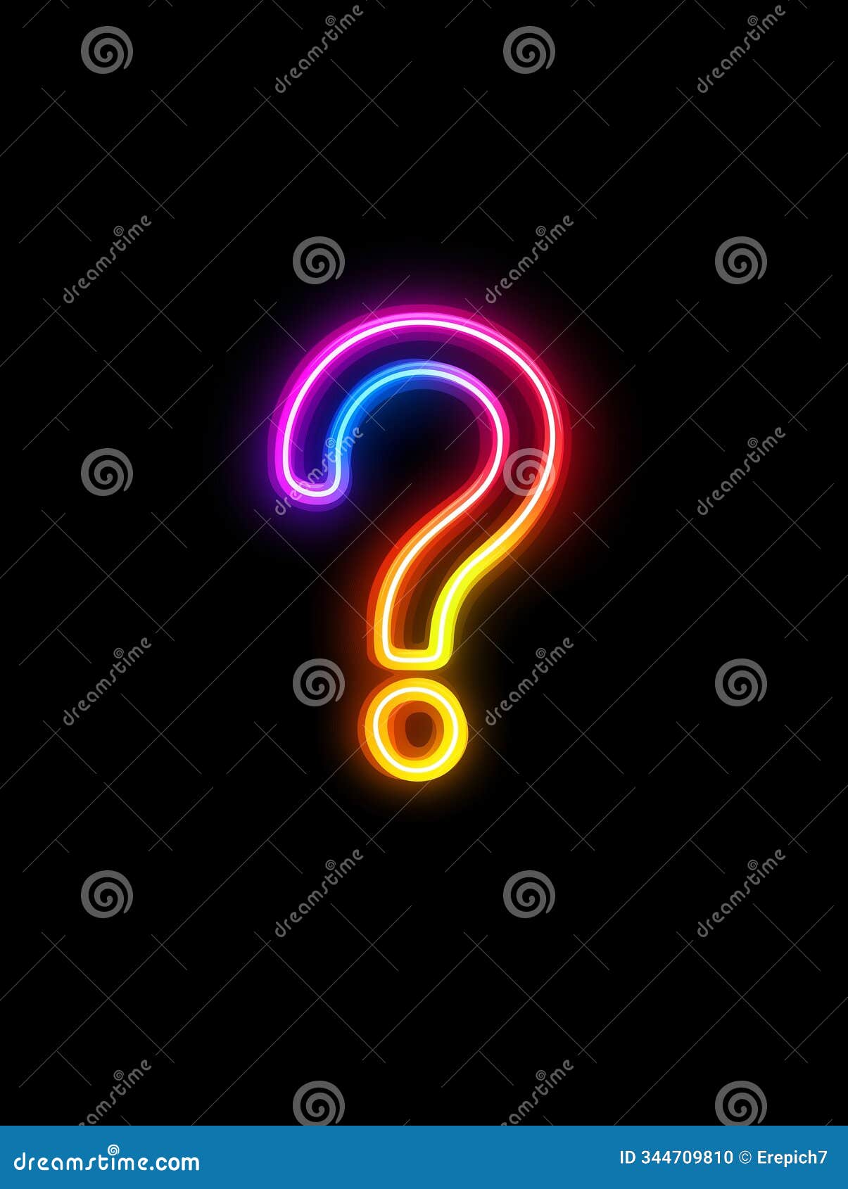 Question Mark in Neon Sign on Black Background. 3d Illustration Stock ...