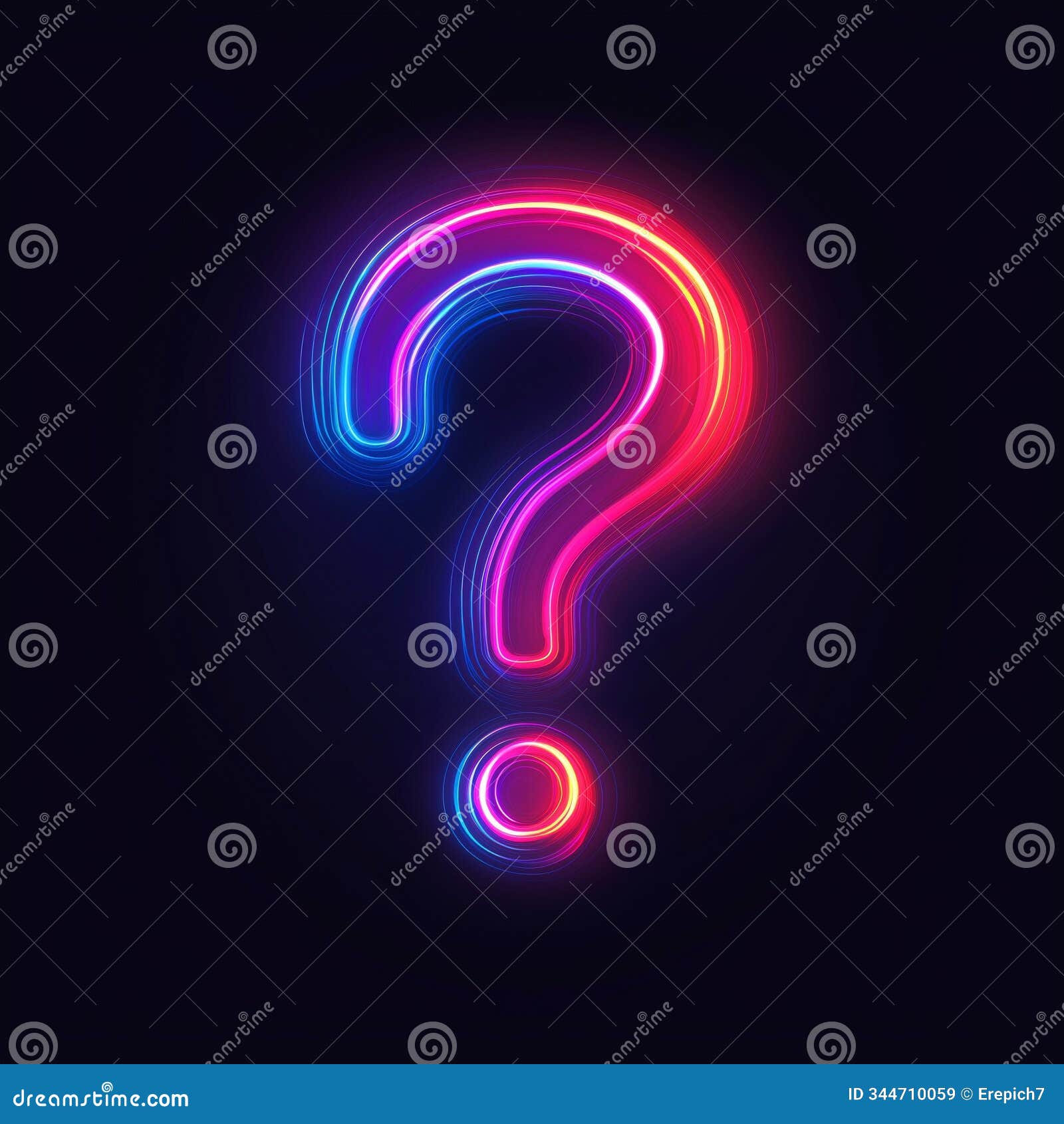 Question Mark in Neon Sign on Black Background. 3d Illustration Stock ...
