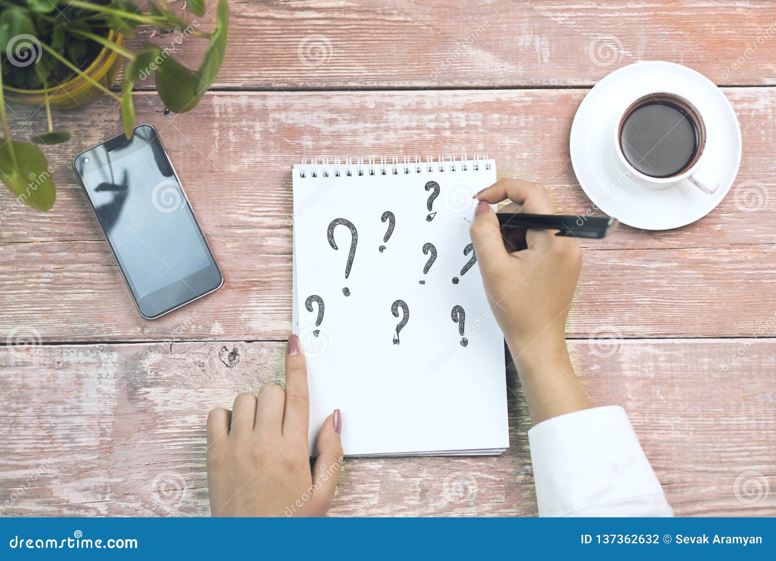 Question mark on notebook stock photo. Image of empty - 137362632