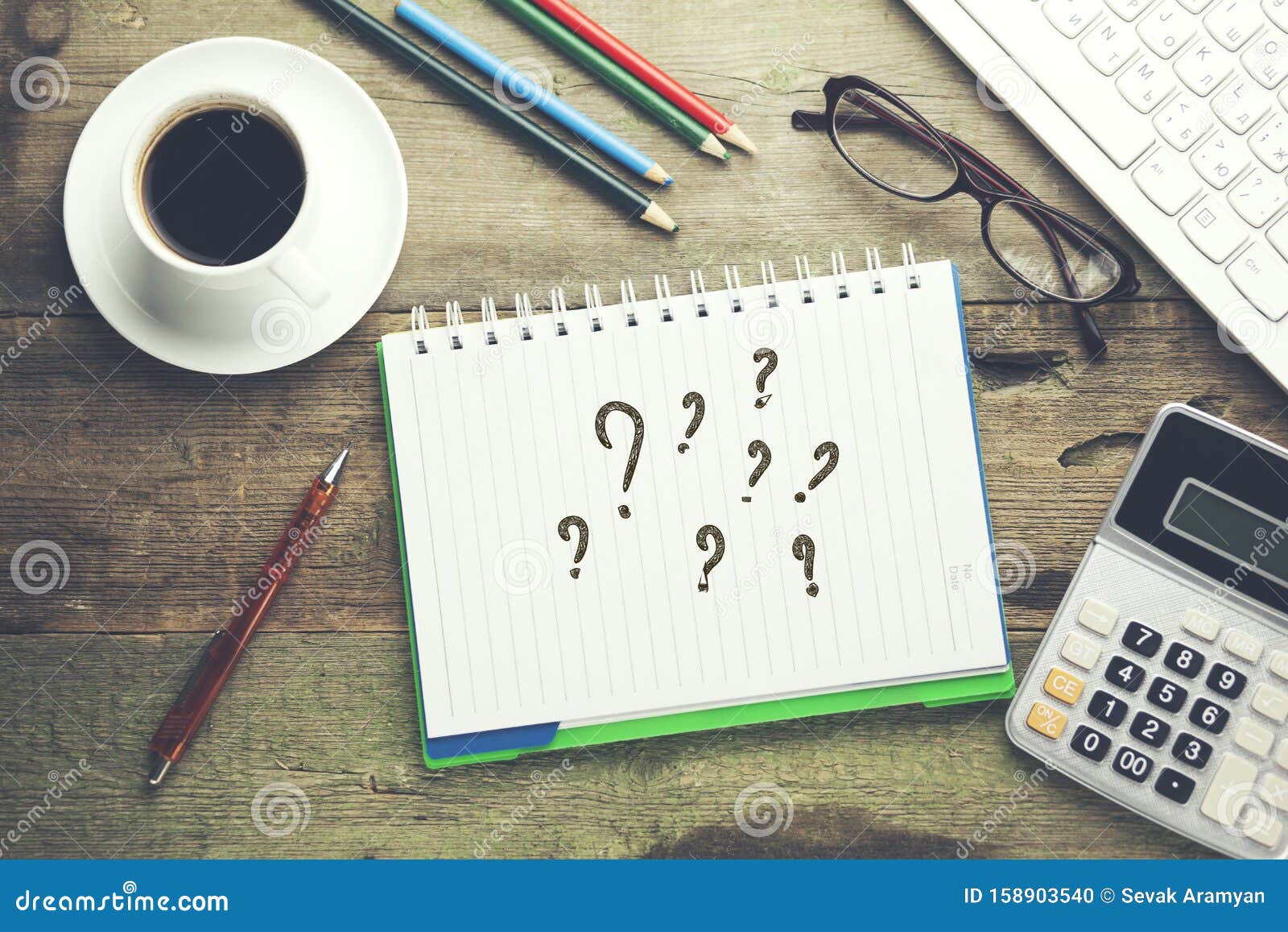 Question Mark on Notepad with Keyboard Stock Photo - Image of page ...