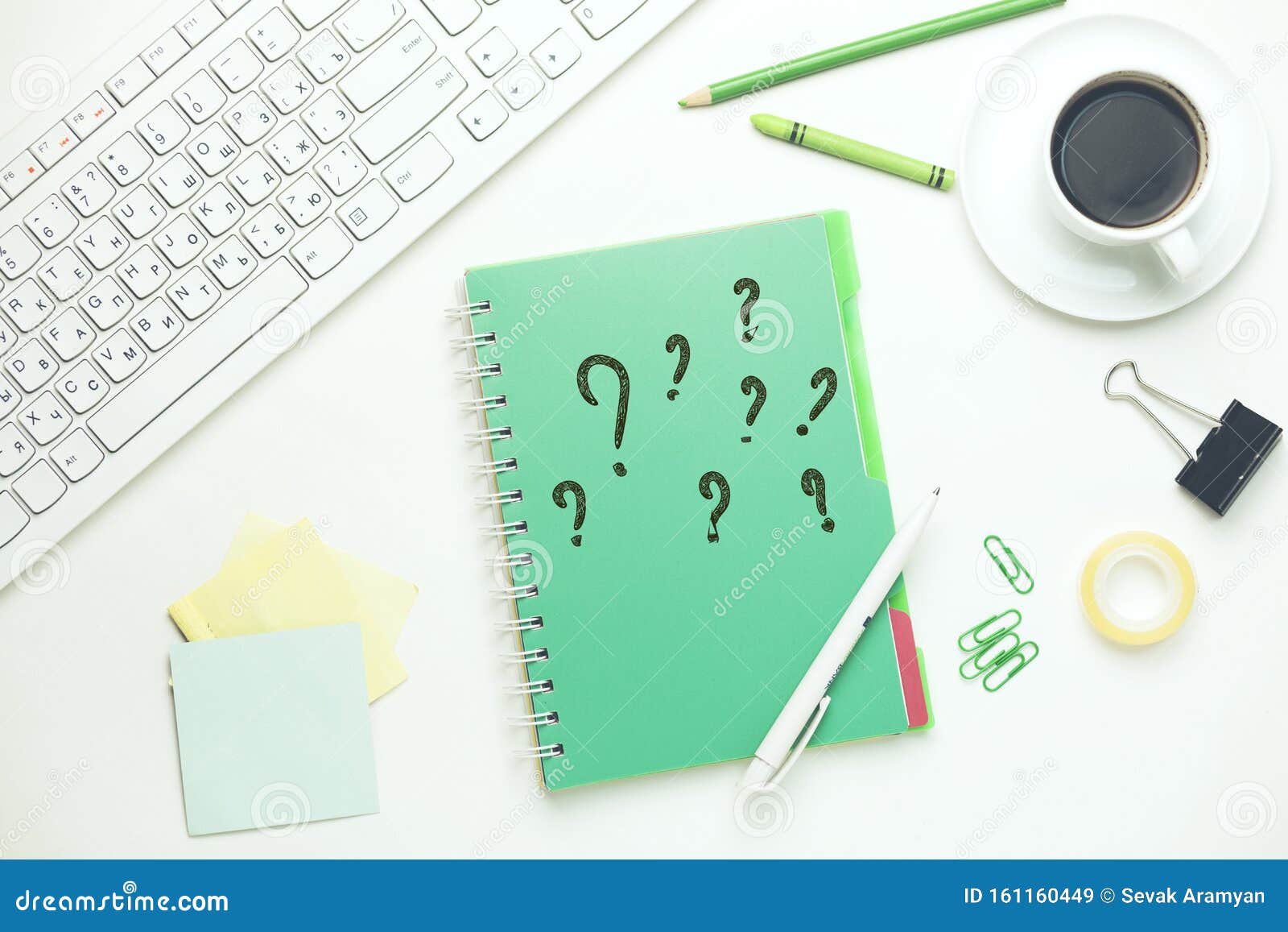 Question mark on notepad stock image. Image of magnifier - 161160449