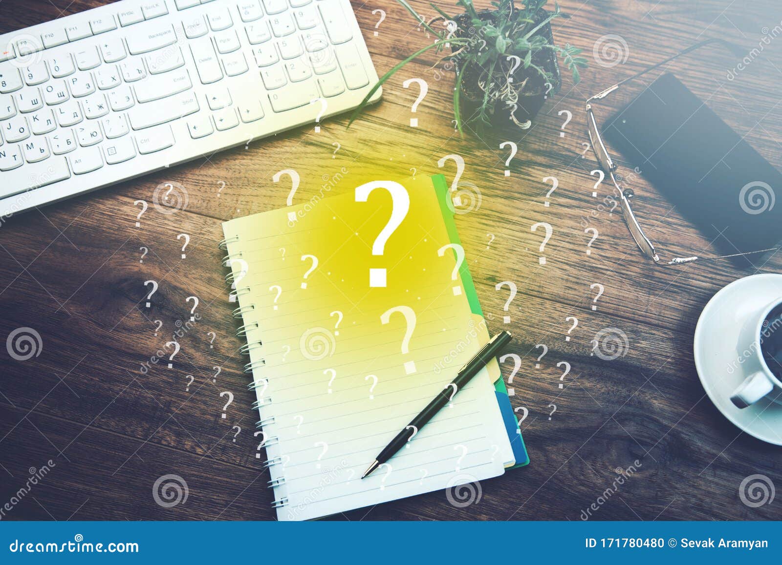 Question Mark on Notepad on Office Table Stock Photo - Image of shiny ...