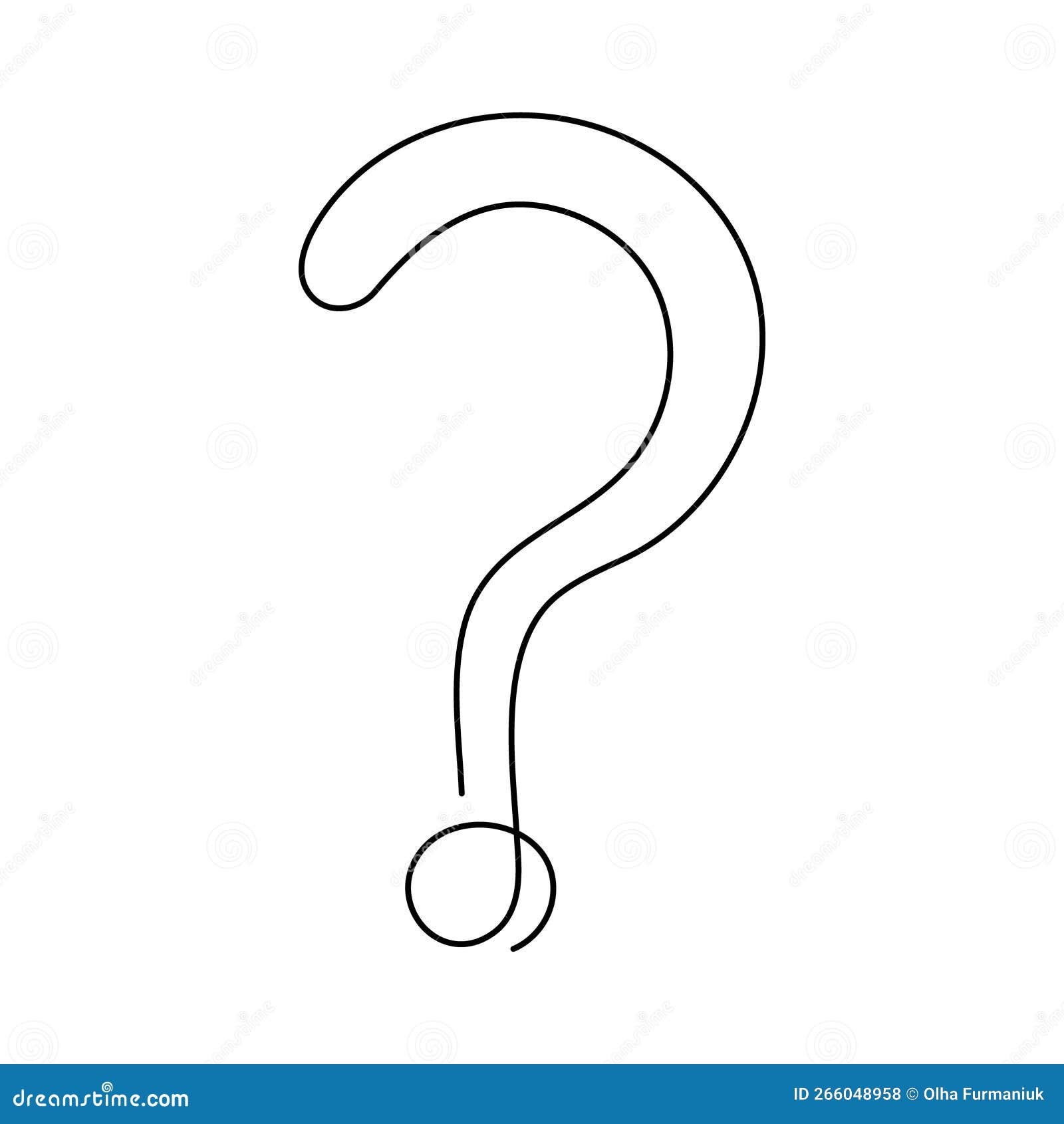 Question Mark One Line Art Hand Drawn Asking Sign Idea Continuous Contour Query Faq Concept