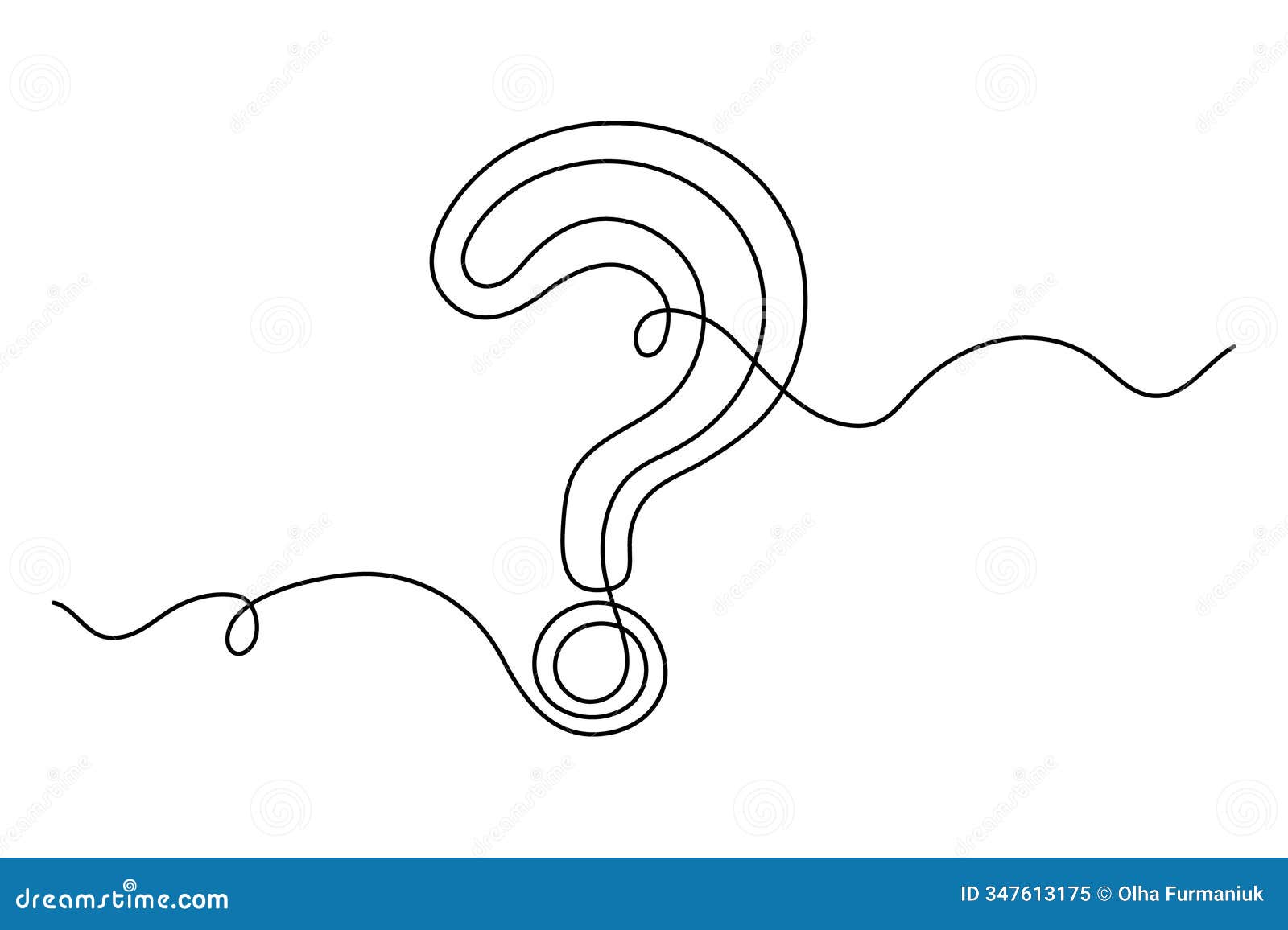 Question Mark One Line Art, Hand Drawn Asking Sign, Idea Continuous ...