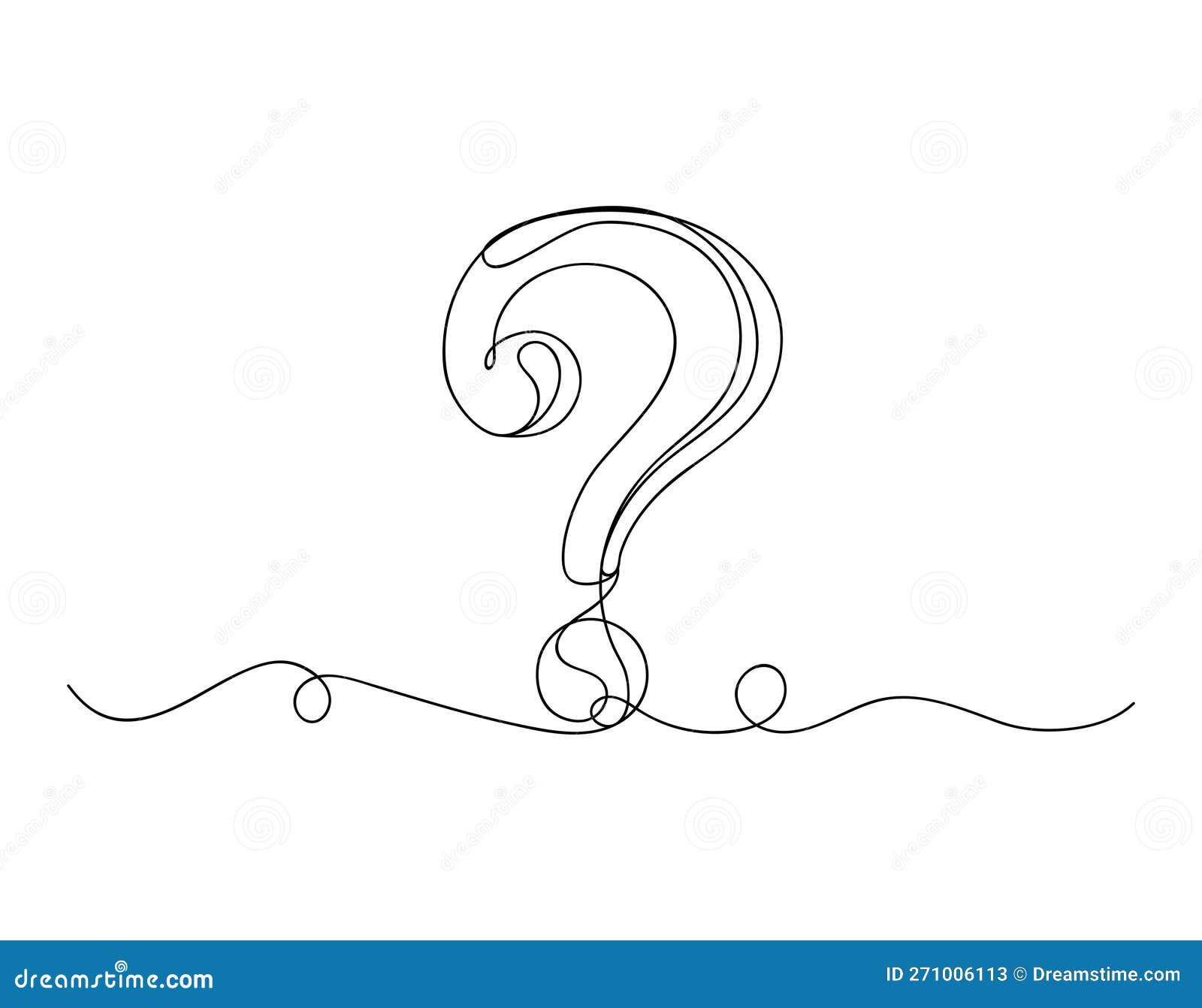 Question Mark, One Line Continuous Drawing of a Question Mark Linear ...