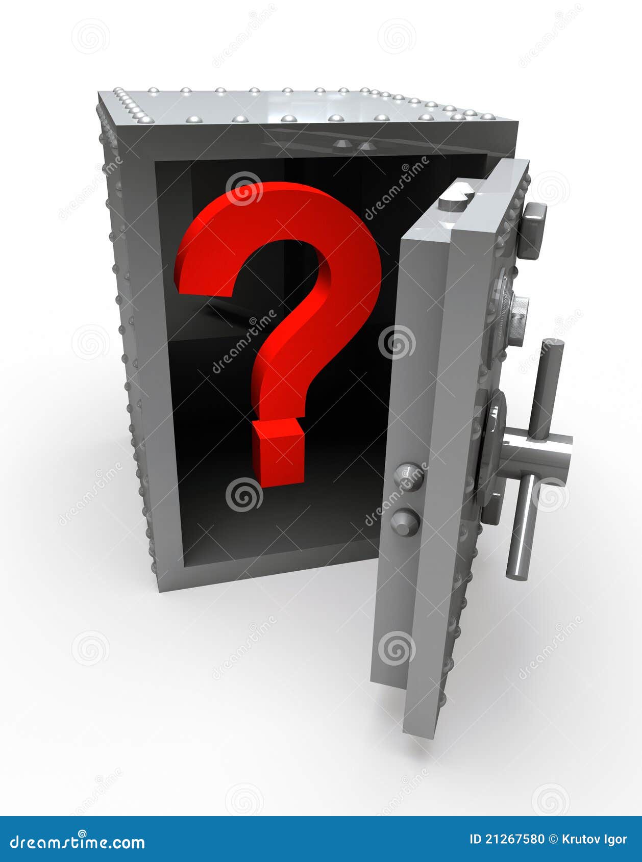 Question mark in open safe stock illustration. Illustration of ...