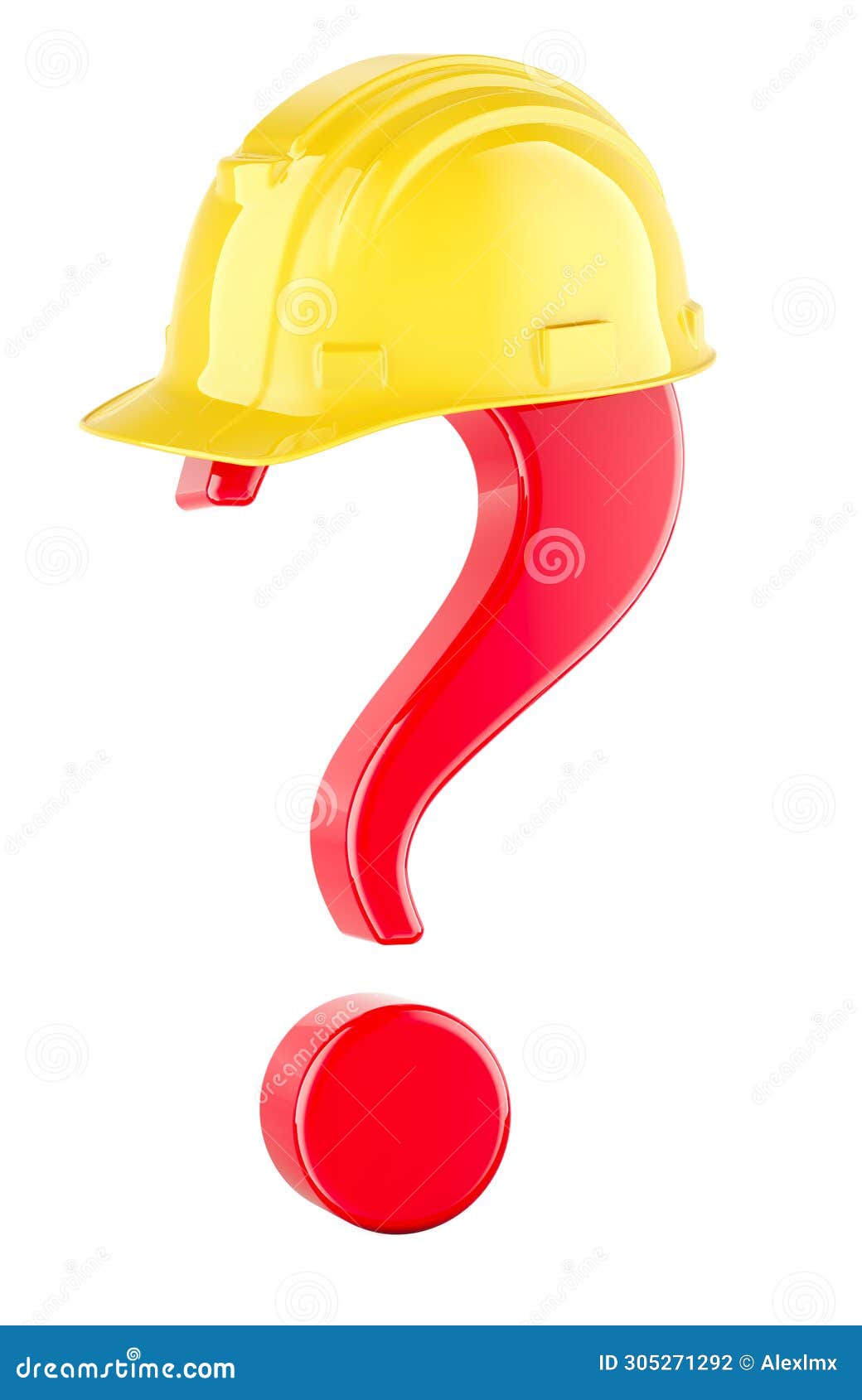 Question Mark with Orange Hard Hat, 3D Rendering Stock Illustration ...